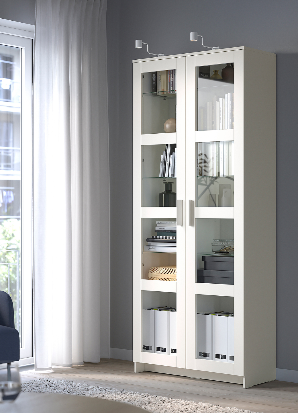 Шкаф-витрина икеа IKEA Brimnes Бримнэс, 80x190 см, белый(Оригинал)