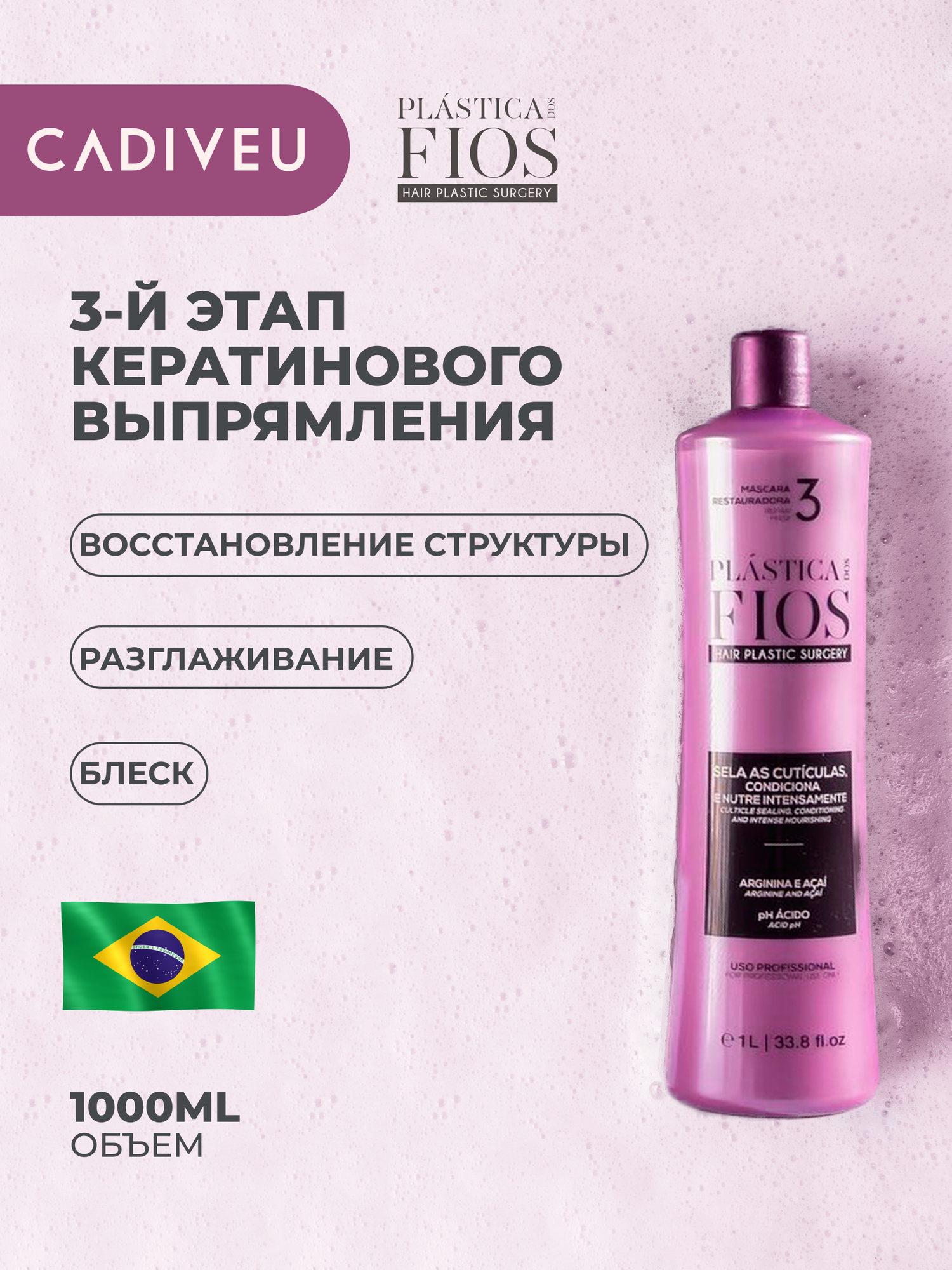 Plastica dos Fios Repair Mask Увлажняющая маска для процедуры кератинового выпрямления (3-ий шаг)1 л