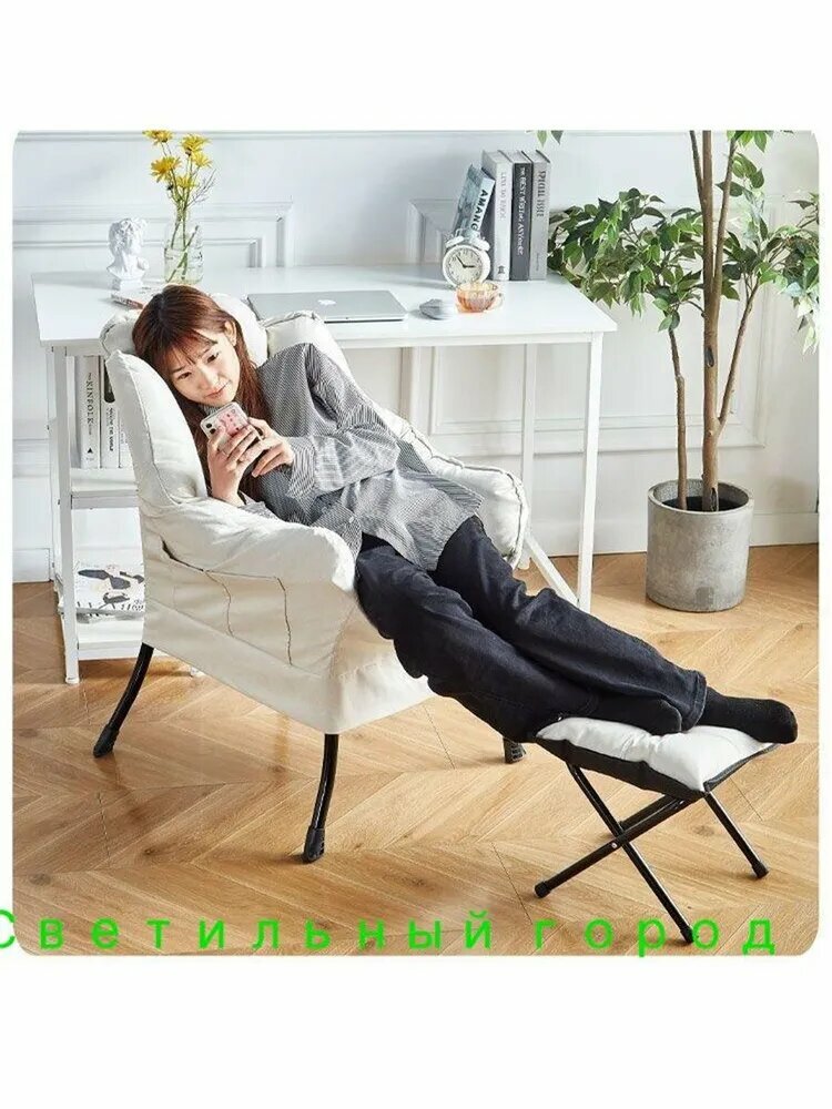 Кресло, хлопок, классическое, 60 см x 60см x 85см, цвет слоновая кость