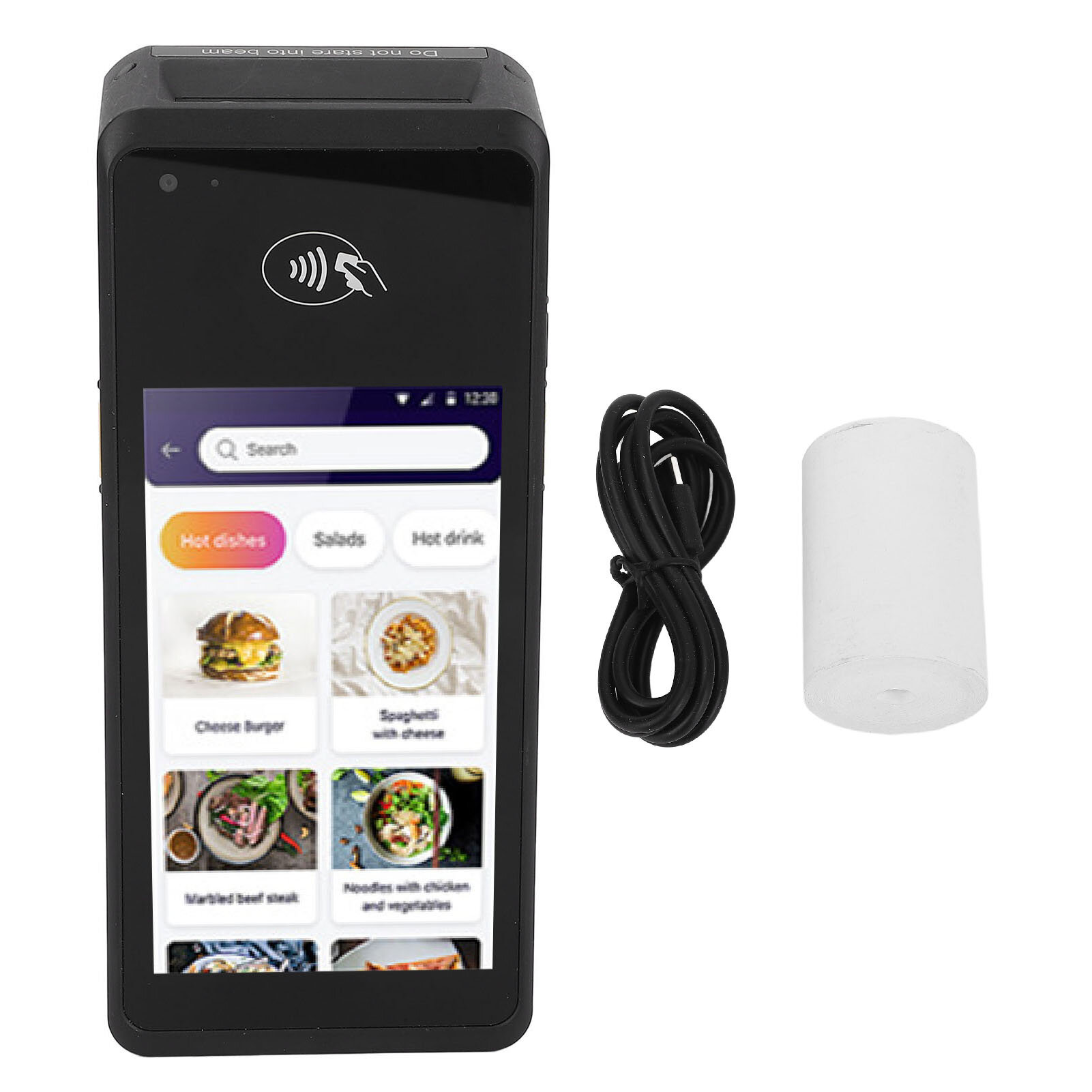 POS-принтер чеков с 5-дюймовым экраном, портативный, 4G Wi-Fi, 1D 2D QR NFC термопринтер для малого бизнеса