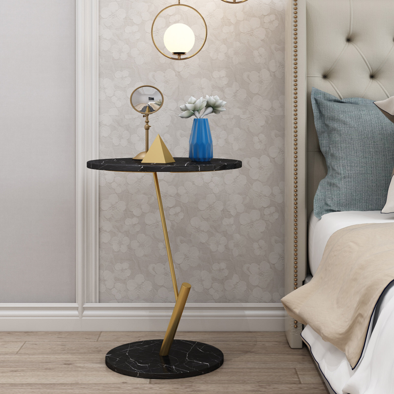 Круглый прикроватный столик, мраморная прикроватная тумбочка, легко моется, мебель для спальни,45*45*62 см