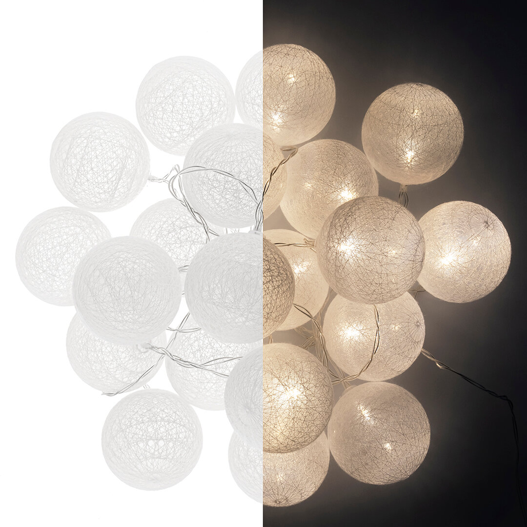 Гирлянда светодиодная Дон Баллон Хлопковые клубочки, 20 Led IP14, 3 м цвет Белый