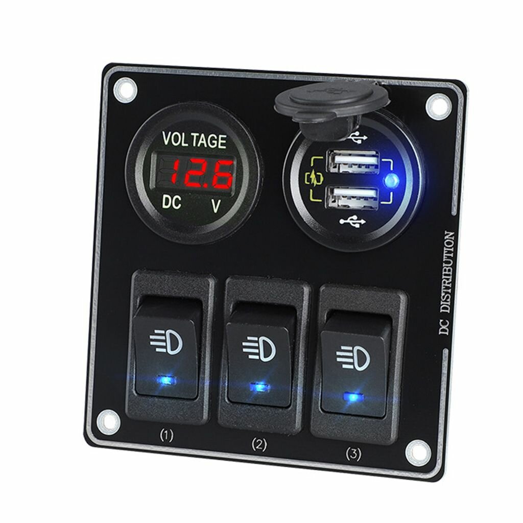 Адаптер автомобильного зарядного устройства для портативного USB/быстрой зарядки 12 24 В QC3.0, адаптер цифрового дисплея с несколькими переключателями