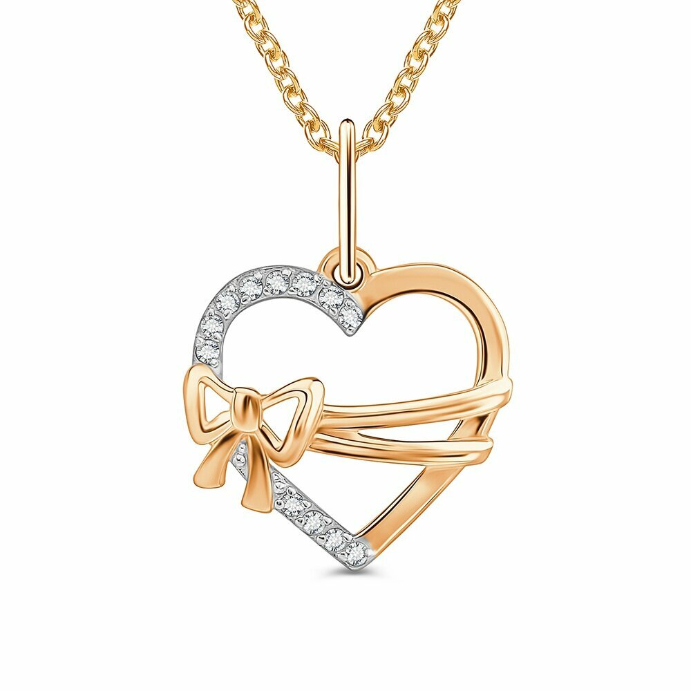 Подвеска, красное золото, 375 проба, родирование, фианит