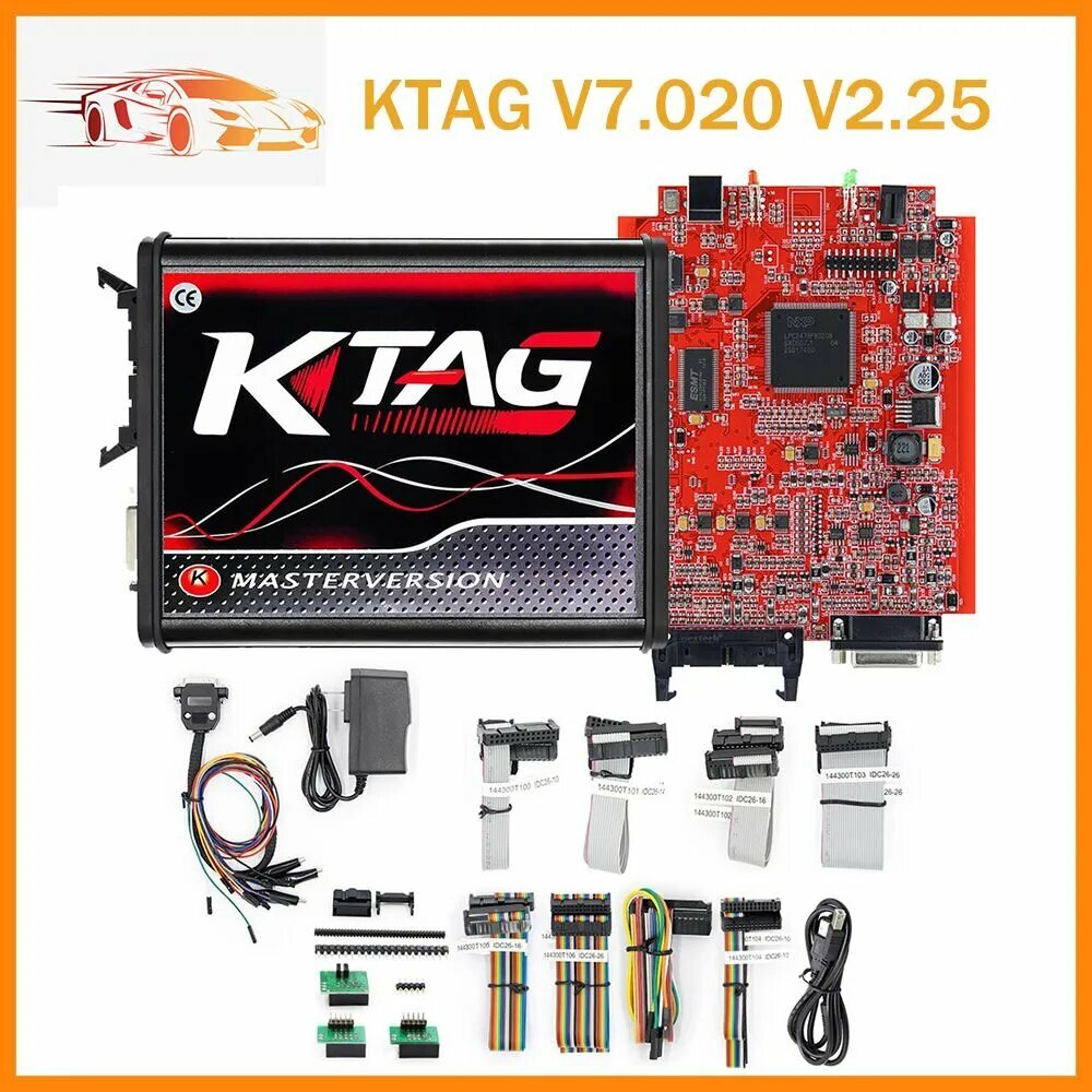 KTAG V7.020 V2.25 Красный PCB Красный Европейская версия Программатор ЭБУ Неограниченное количество точек Может быть подключено к Интернету