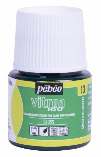 PEBEO Vitrea 160 краска витражная по стеклу глянцевая, под обжиг, 45 мл, Зеленый восточный 111013