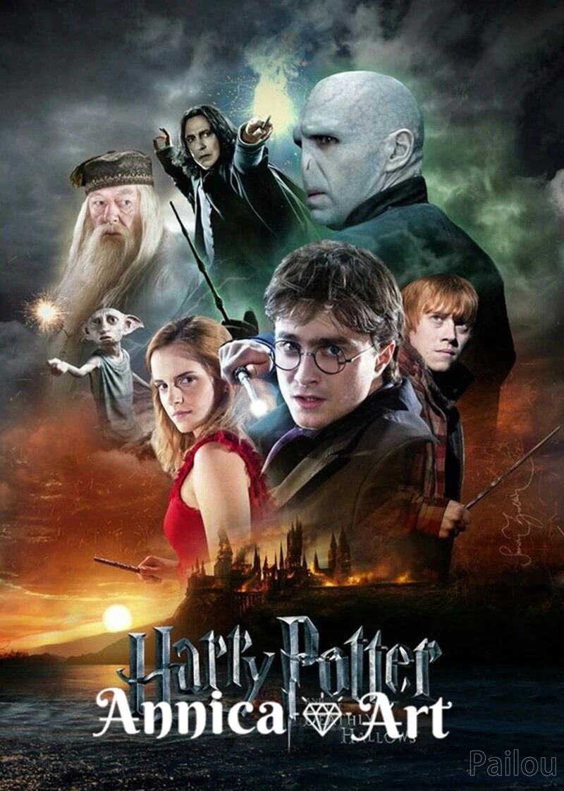 Алмазная мозаика на подрамнике "Гарри Поттер" круглые бриллианты 40х50см