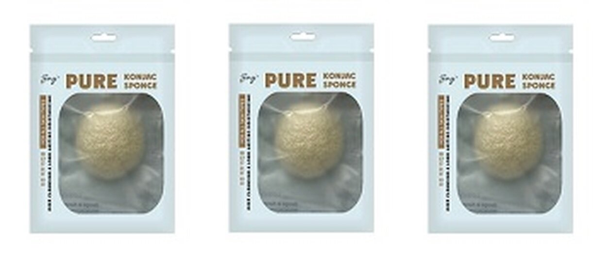Спонж Singi косметический (конняку) Pure Konjac Sponge, универсальный , 3 шт
