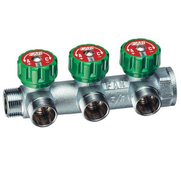 Регулируемый коллектор 1" с 3 отводами FAR (FK 3850 C1) М24х19