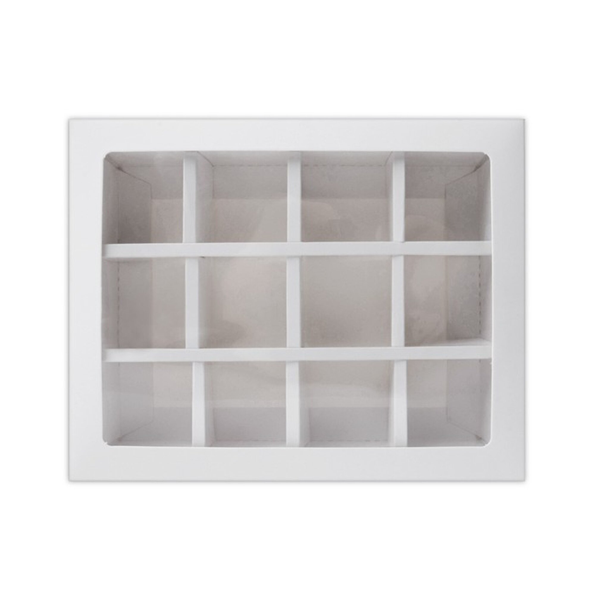 Коробка для 12 конфет, белая, 19×15×3.5 см. Кондитерская упаковка