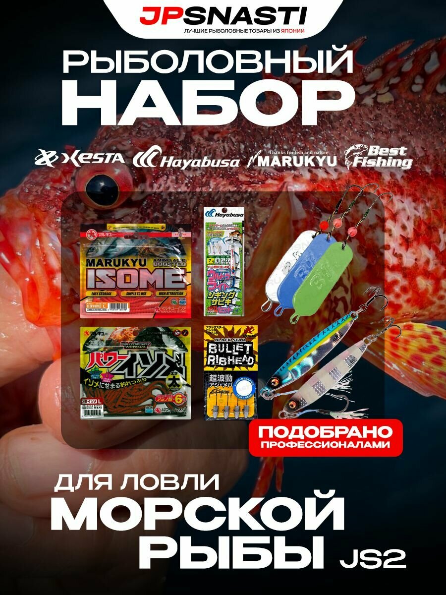 Рыболовный набор приманок для морской рыбалки с берега Японские снасти Rockfishing Set Aji, JS2е