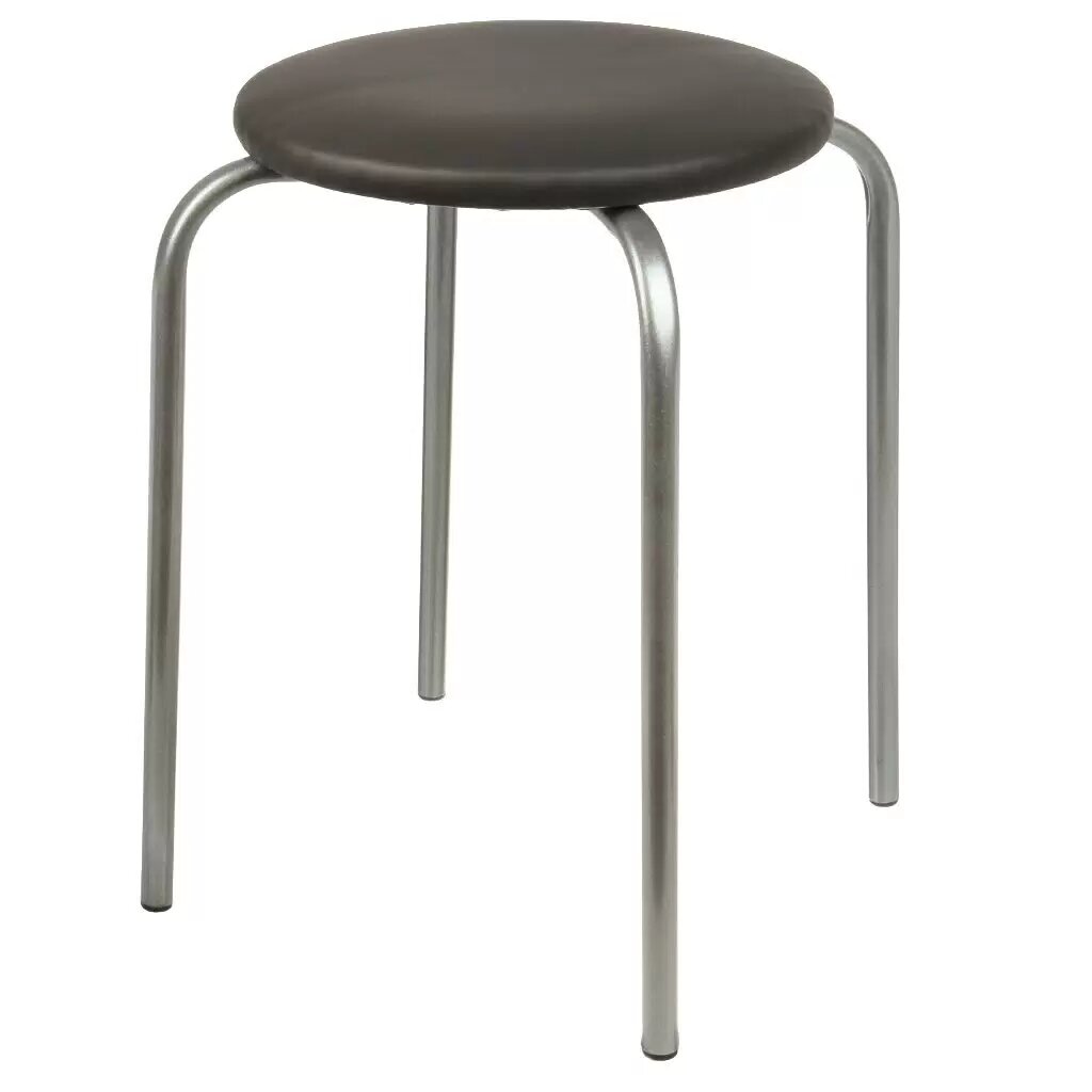 Табурет 310х310х425 мм, темно-серый/серебро, сиденье круглое, на 4-х металлических опорах, Оптима