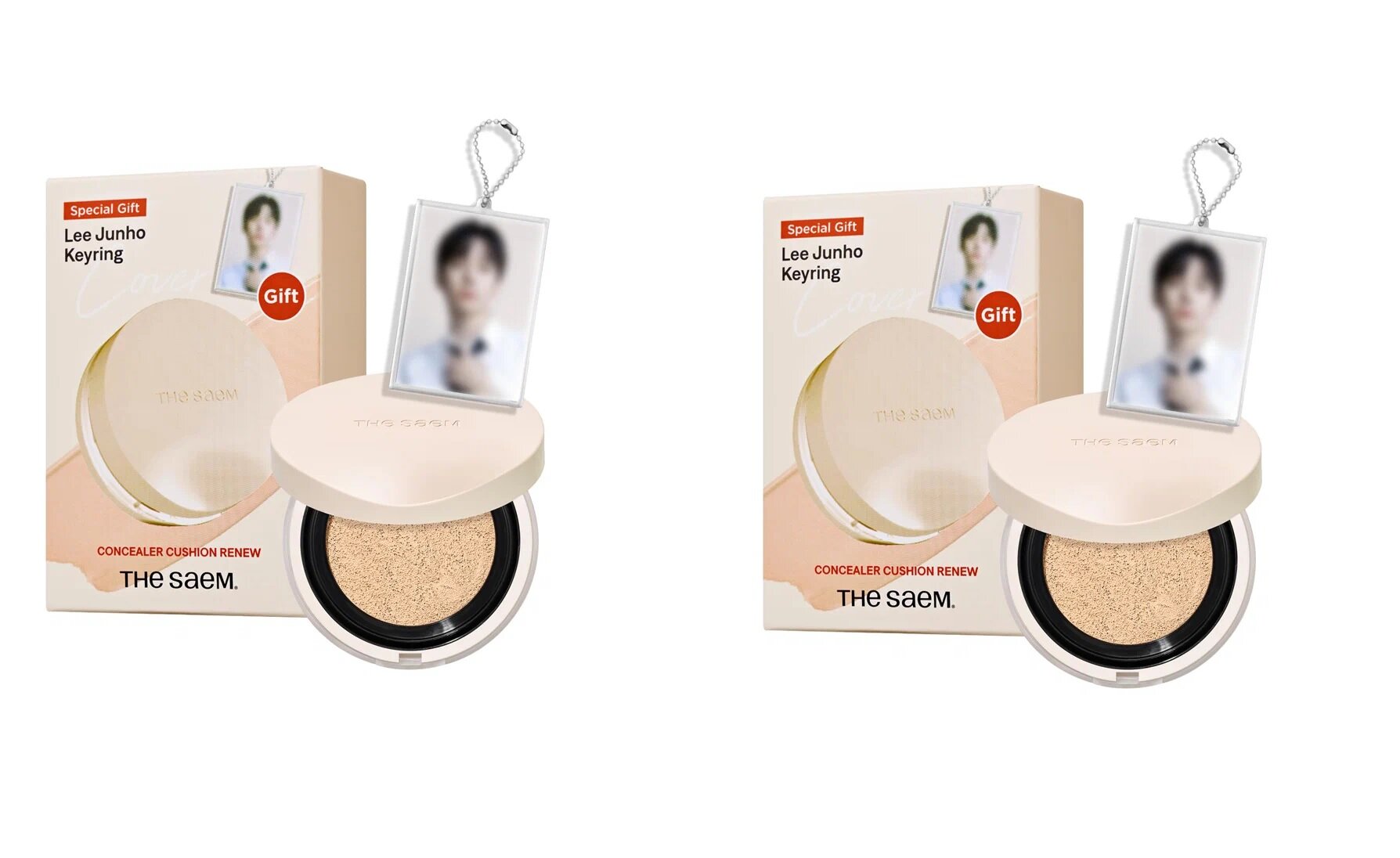 Консилер-кушон Sung bo Cleamy Cover Perfection Concealer Cushion Renew 1.25 Light Beige(Keyring Set), с запасным блоком ,12гр, 2 шт