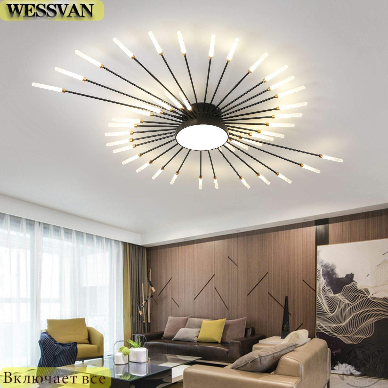 WESSVANСветодиодный потолочный светильник gaobi GB6528, Потолочная люстра с дизайном фейерверка, 94Bt