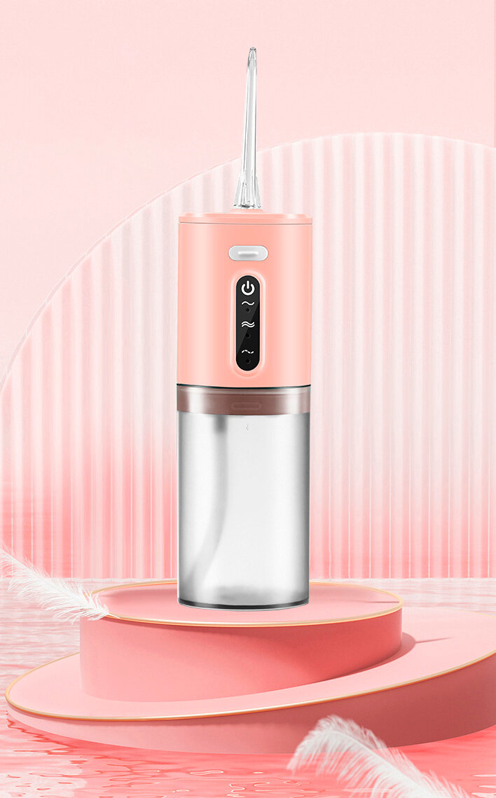 Портативный ирригатор Electric Water Flosser, 3 режима работы, 5 насадок, цвет розовый