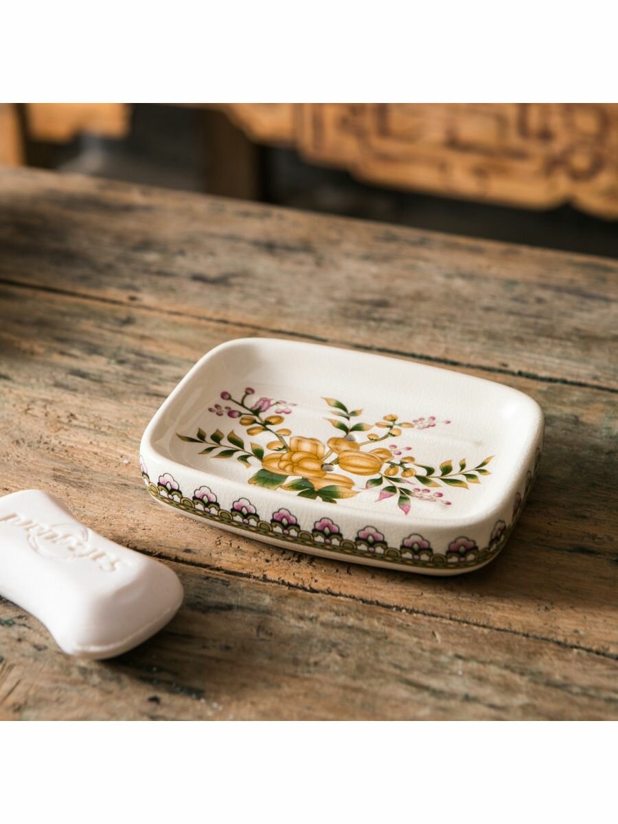 Мыльница "Винтажная керамика", керамическая, прямоугольная, сливное отверстие