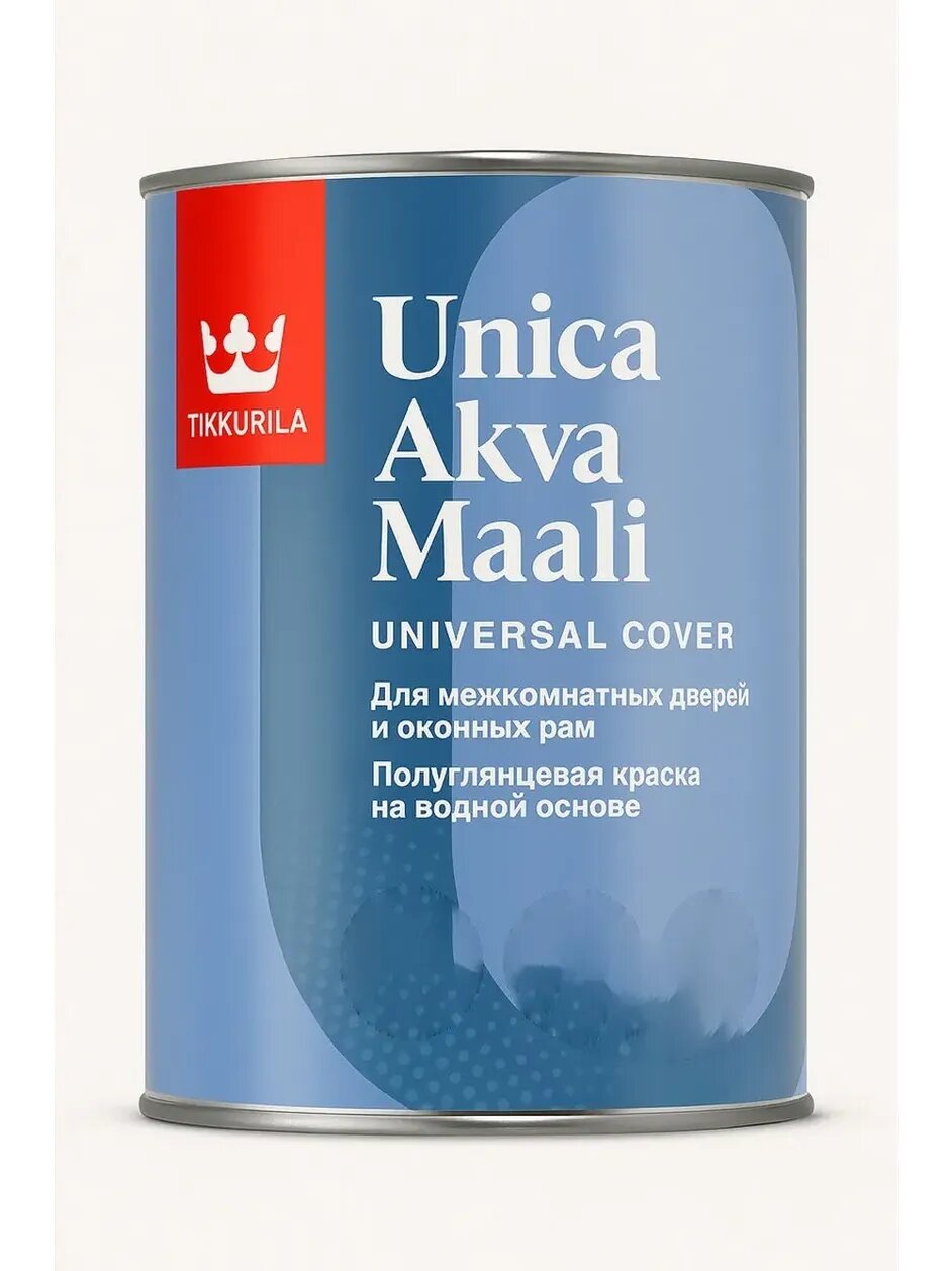 Краска Tikkurila Tikkurila Unica Akva, полуглянцевый эффект, для дерева и металла, 0,9 л
