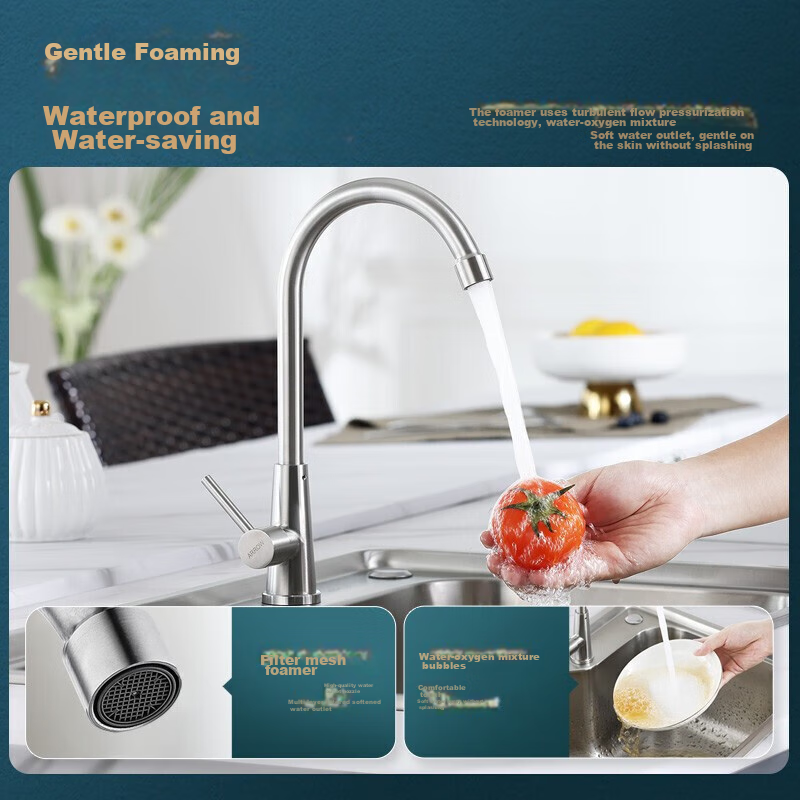 Arrow kitchen faucet 304 stainless steel single cold splash-proof water purification rotatable vegetable sink balcony faucet