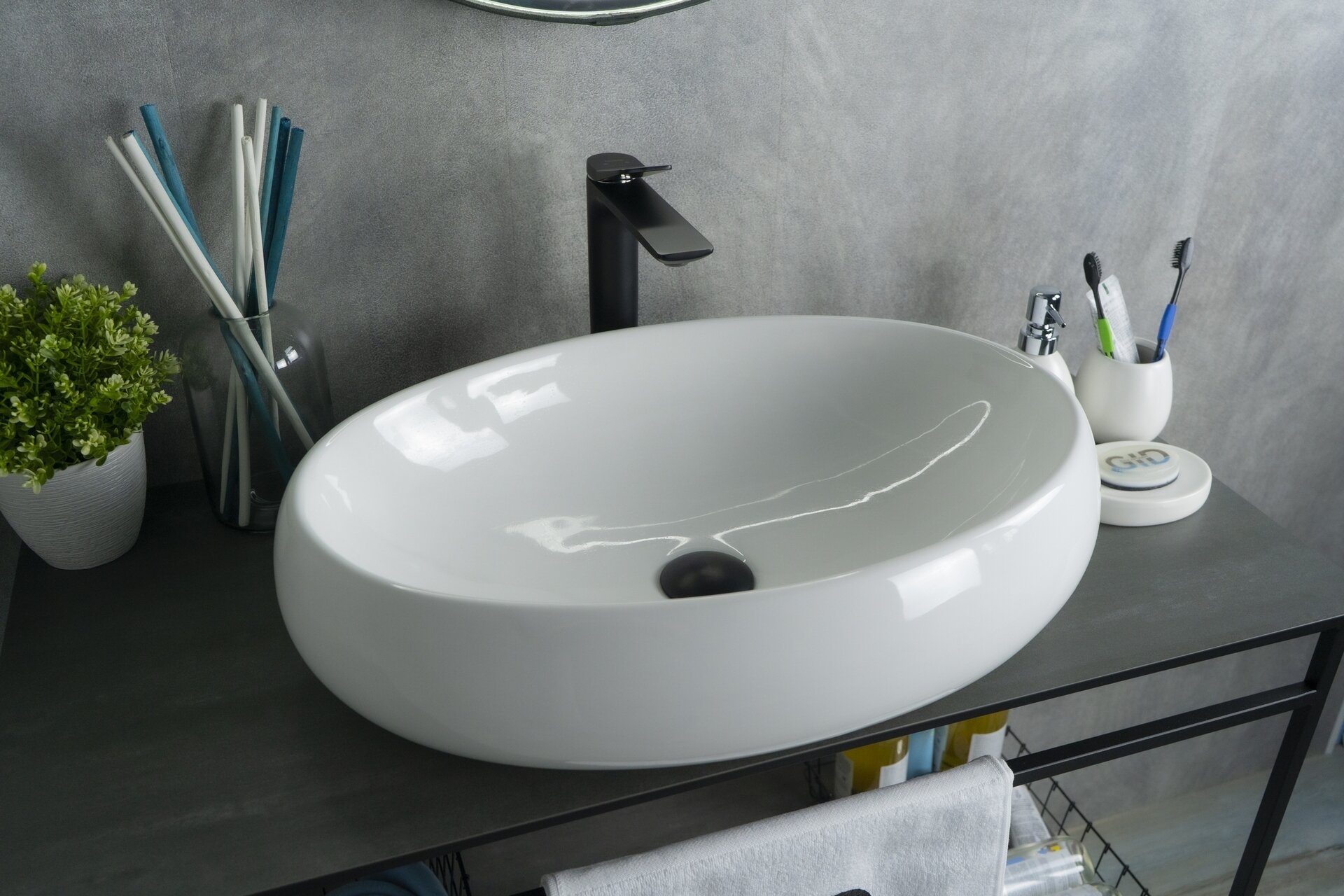 Раковина Gid N9030a 51114 накладная белая 60x41x15