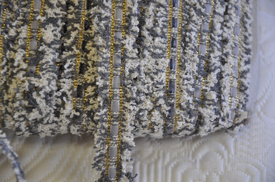 Тесьма твидовая Шанель серого цвета с золотым люрексом 1,5 см, набор 5 метров (д-1444)