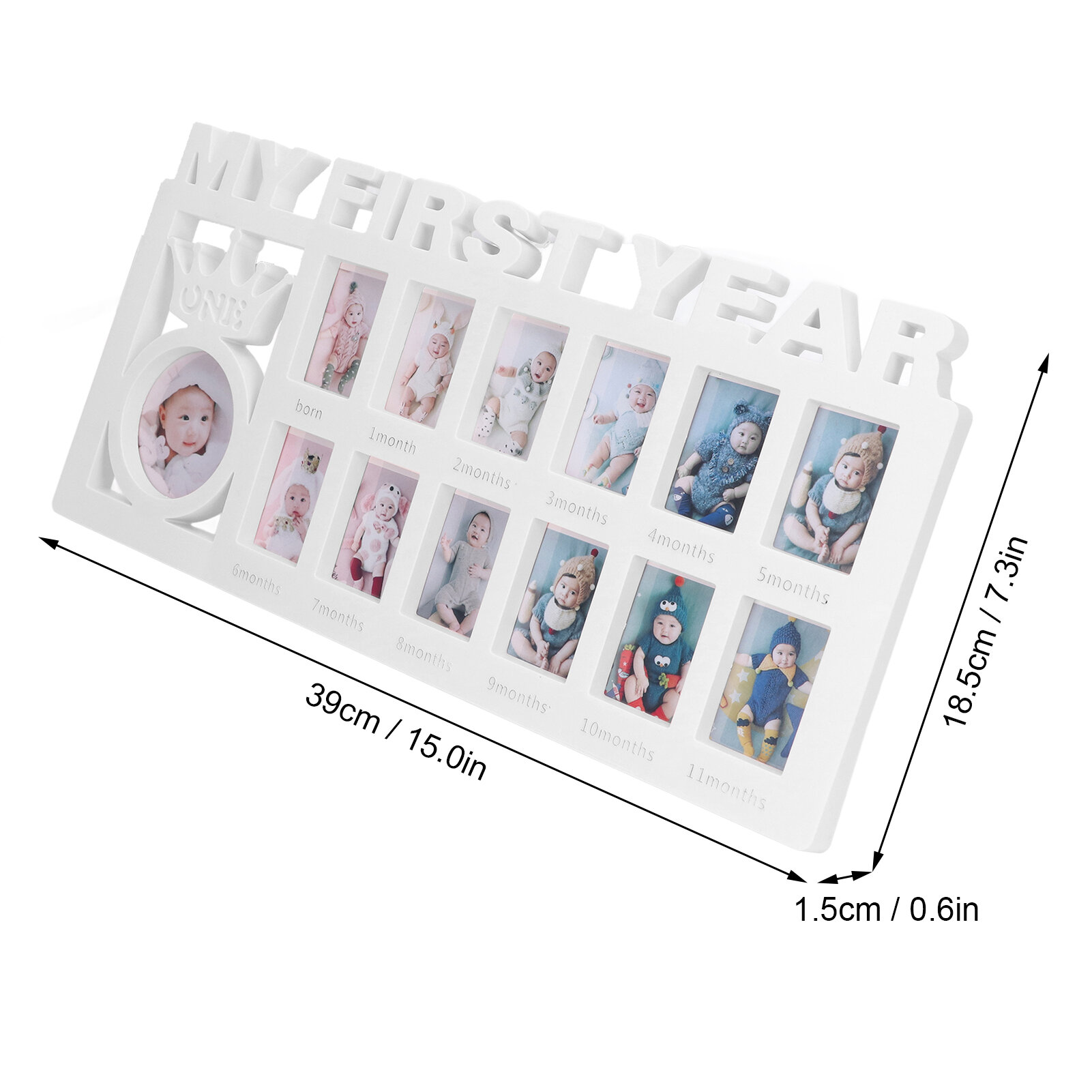 Фоторамка для новорожденных, прочная, полированная, 12 маленьких фоторамок, фиксирующих ежемесячный рост ребенка, детская фоторамка для подарка, белая