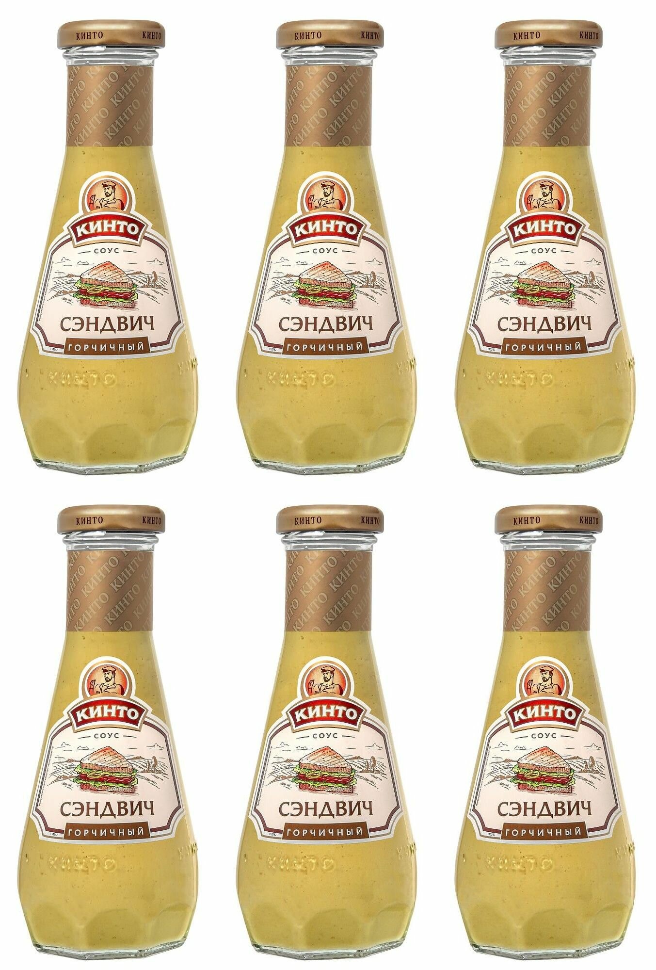 Кинто Соус майонезный Сэндвич, горчичный, 280 мл, 6 шт в коробке