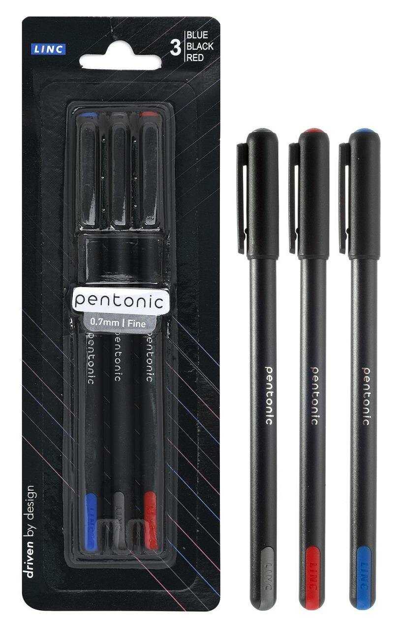 Набор ручек Linc Pentonic, шариковые, Easy Flow Ink Technology, 3 шт, 0.7 мм
