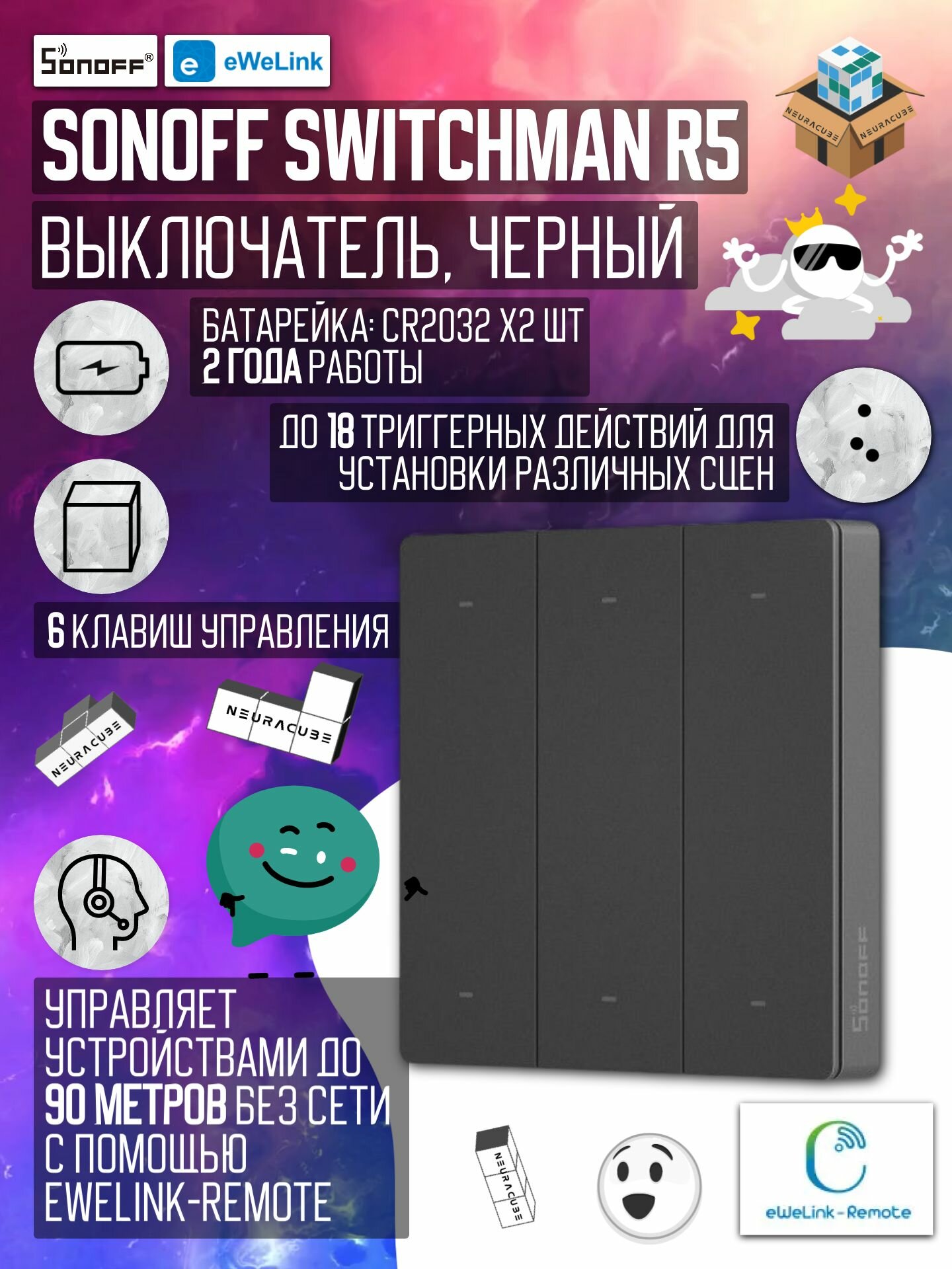 Контроллер Sonoff SwitchMan R5 (Black)