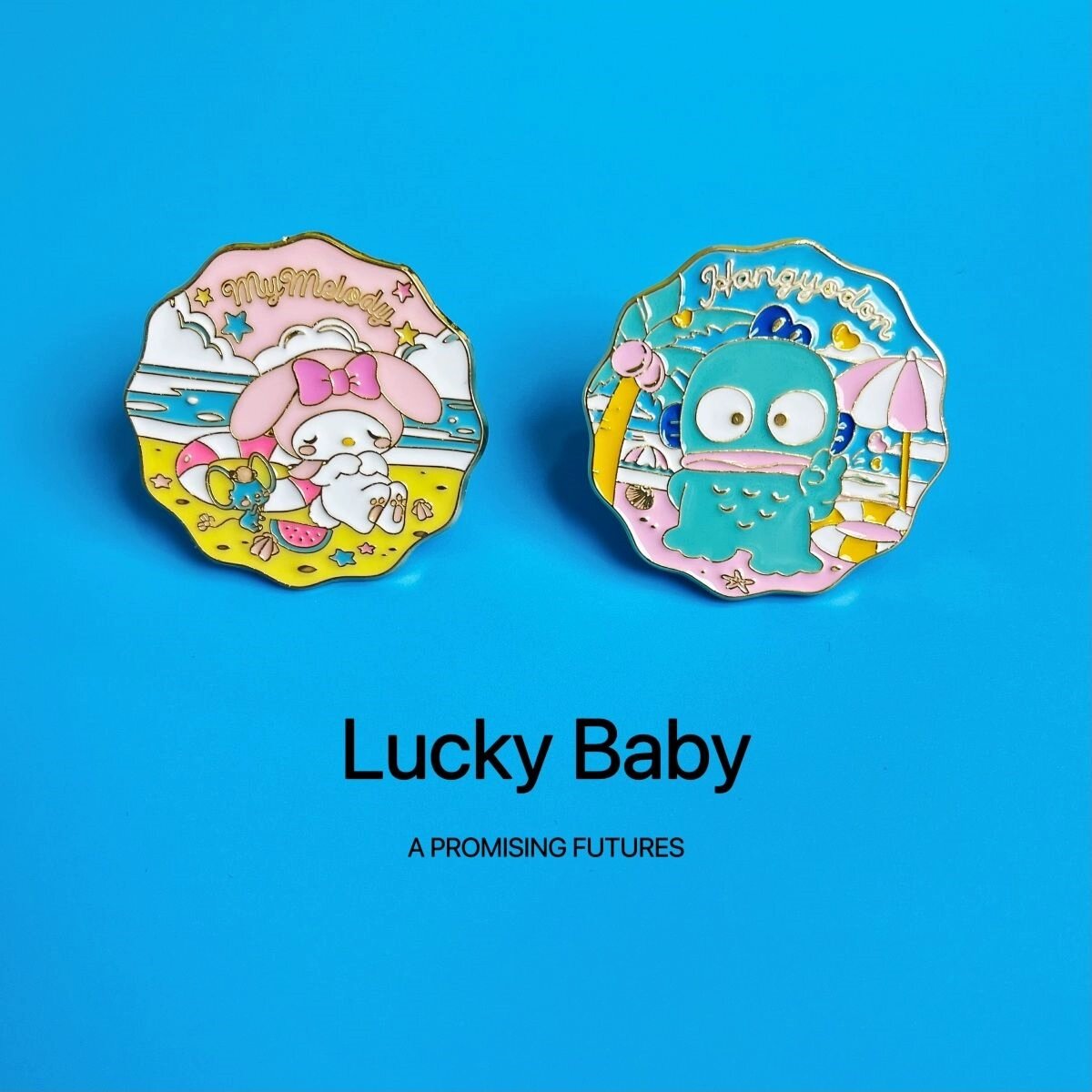 MINISO Значок Sanrio, собака цвета корицы, Куроми, металлический значок "Sweet Beach", симпатичная сумка для украшения, одежда, брошь, мило