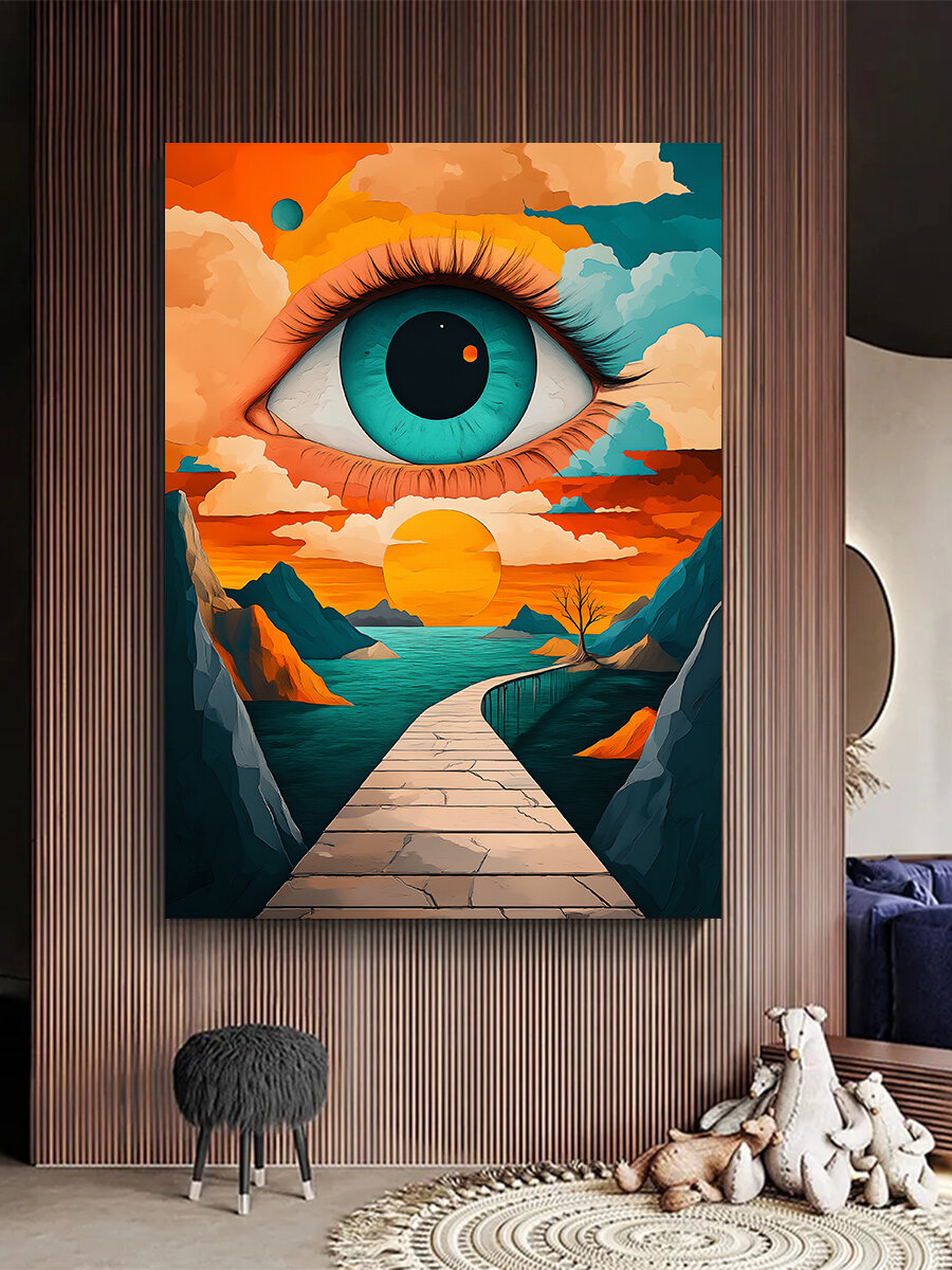 Картина на стену - "Абстракция, глаз и пейзаж" , 50х70 см.