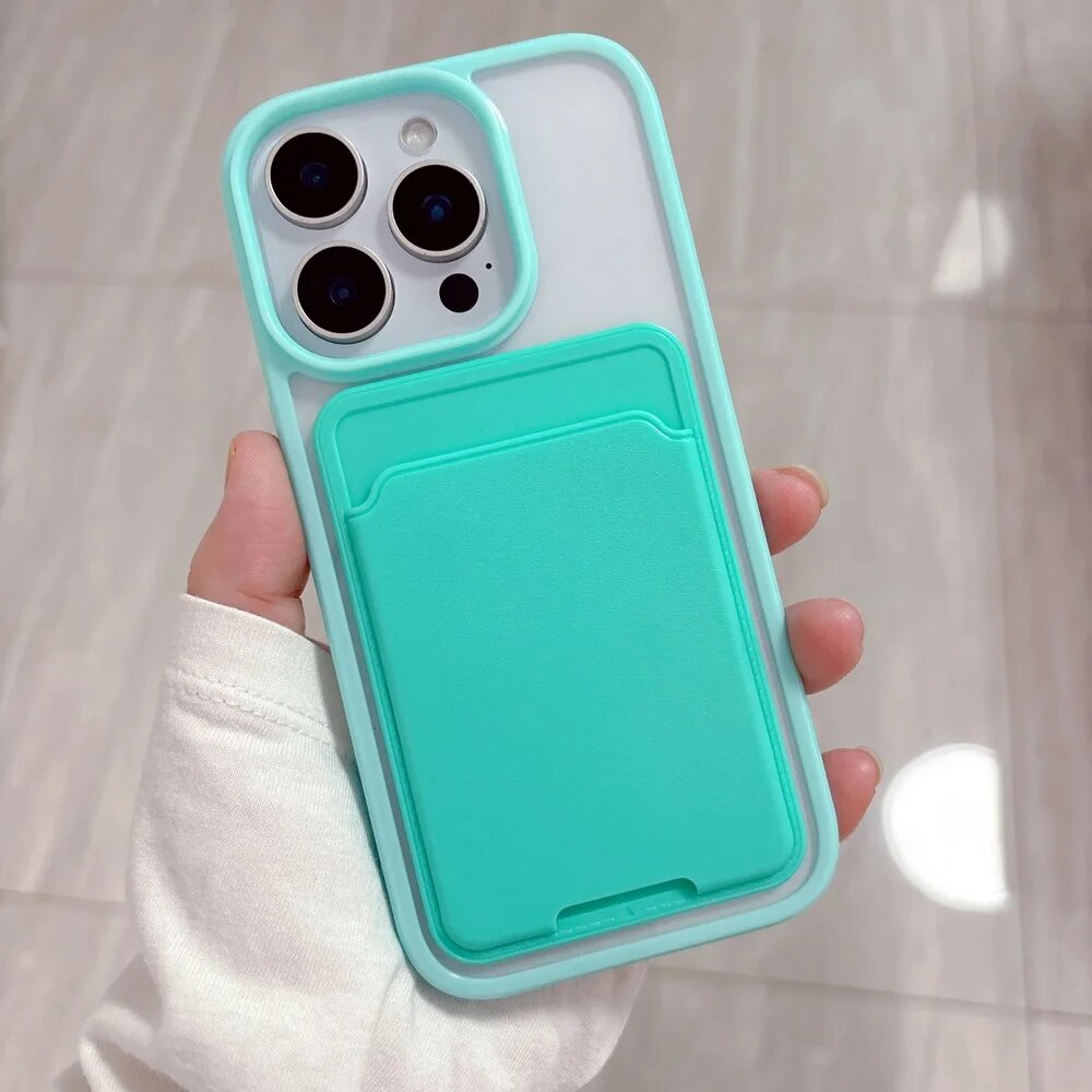 Чехол для iPhone 13 Blue с держателем карт