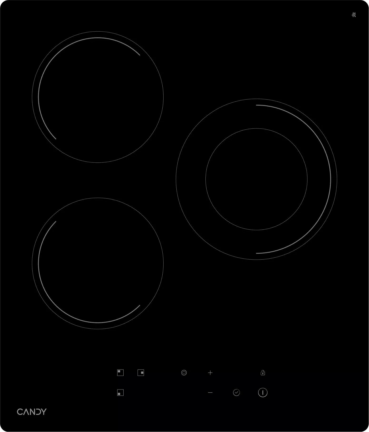 Варочная панель CANDY CHXC53DB, Hi-Light, сенсорное управление, 9 уровней мощности.