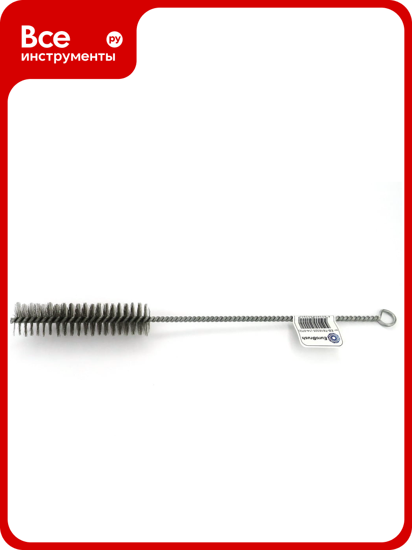 Щетка ерш 25x100x300 мм, с хвостовиком + кольцо, ворс гофрированная нержавеющая сталь 0.20 мм EuroBrush EB-T816325