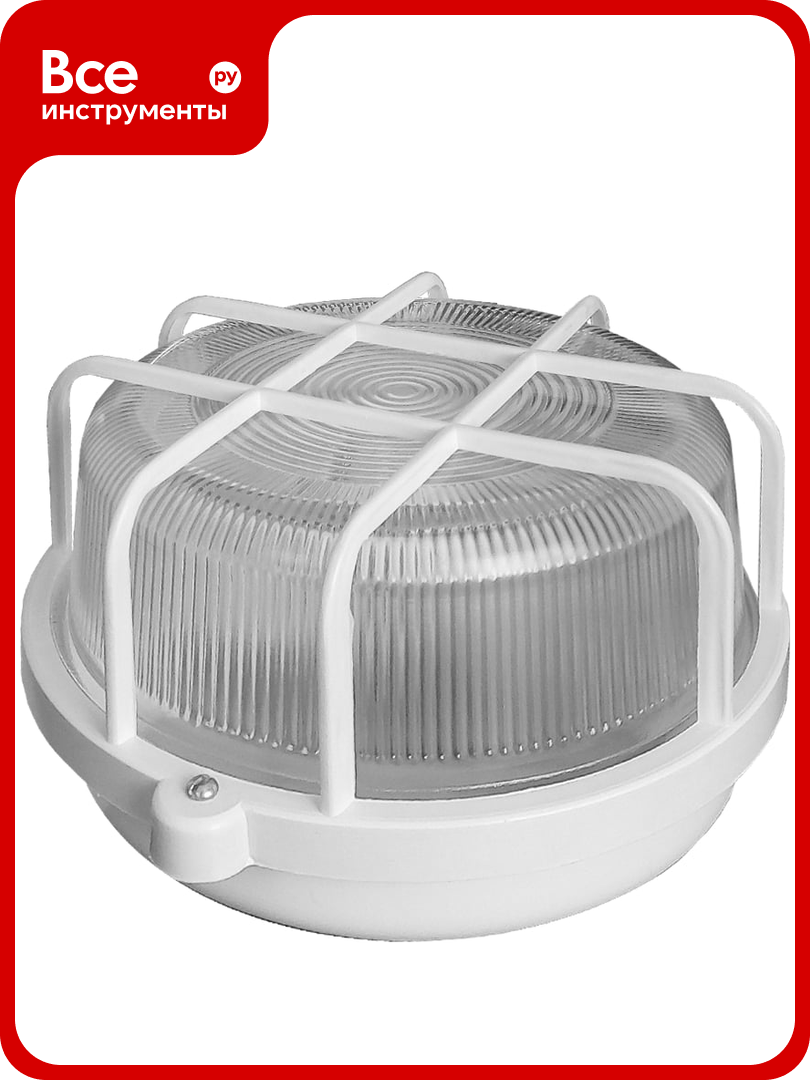 Светильник SVET НБП 01-60-003 накладной белый с пластиковым корпусом и стеклянным плафоном, мощность 60 Вт, цоколь