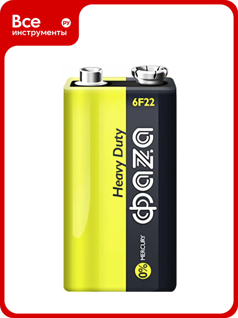Батарейка ФАZА Элемент питания солевой "крона" 6F22 9В Heavy Duty Shrink-1 5002265