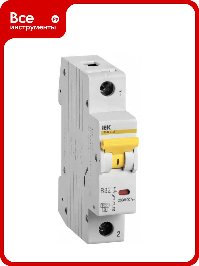 Автоматический выключатель IEK ВА47-60M модульный DIN-рейка белый корпус защита IP20 однополюсный