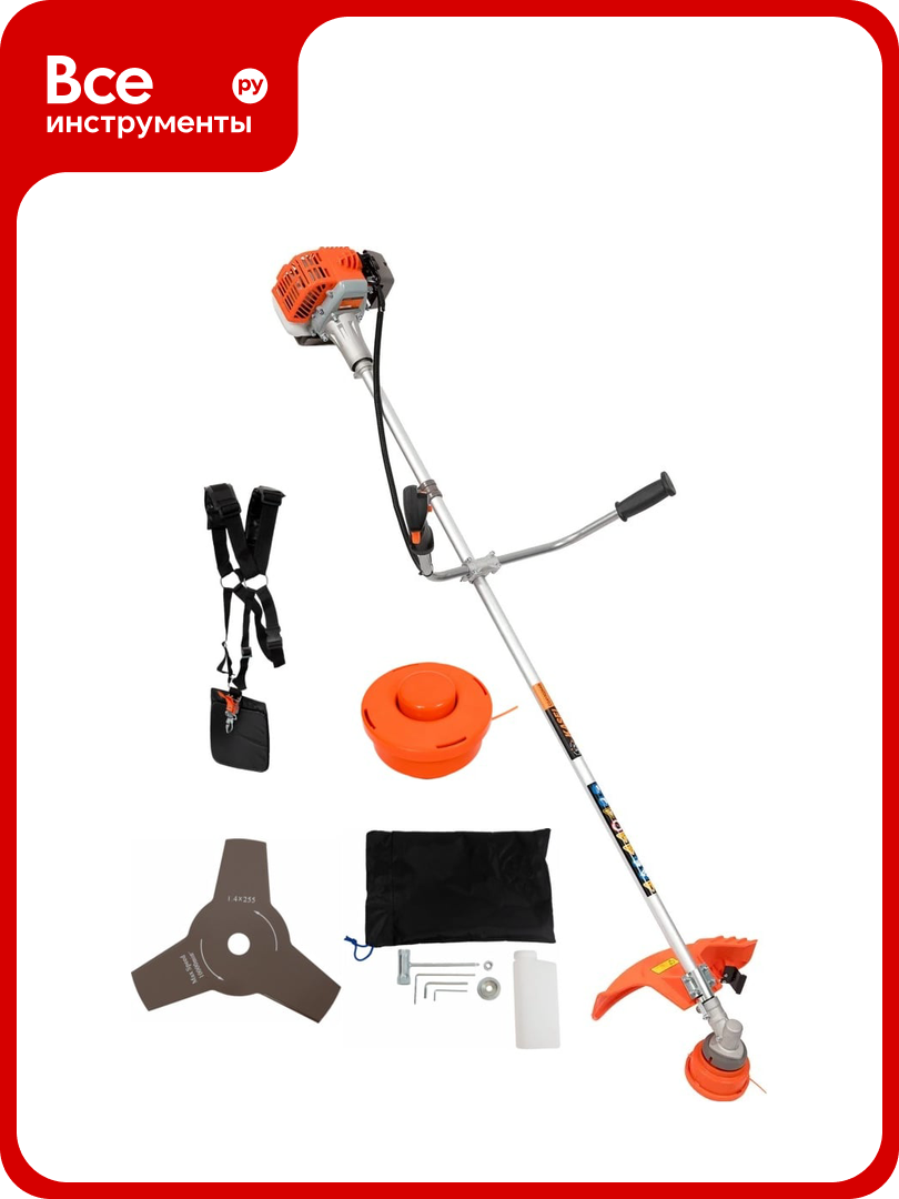 Бензиновый триммер Ex Kasei 1 л. с. леска/нож CG415Q26AB, Оснащенный двухтактным двигателем мощностью 1 л