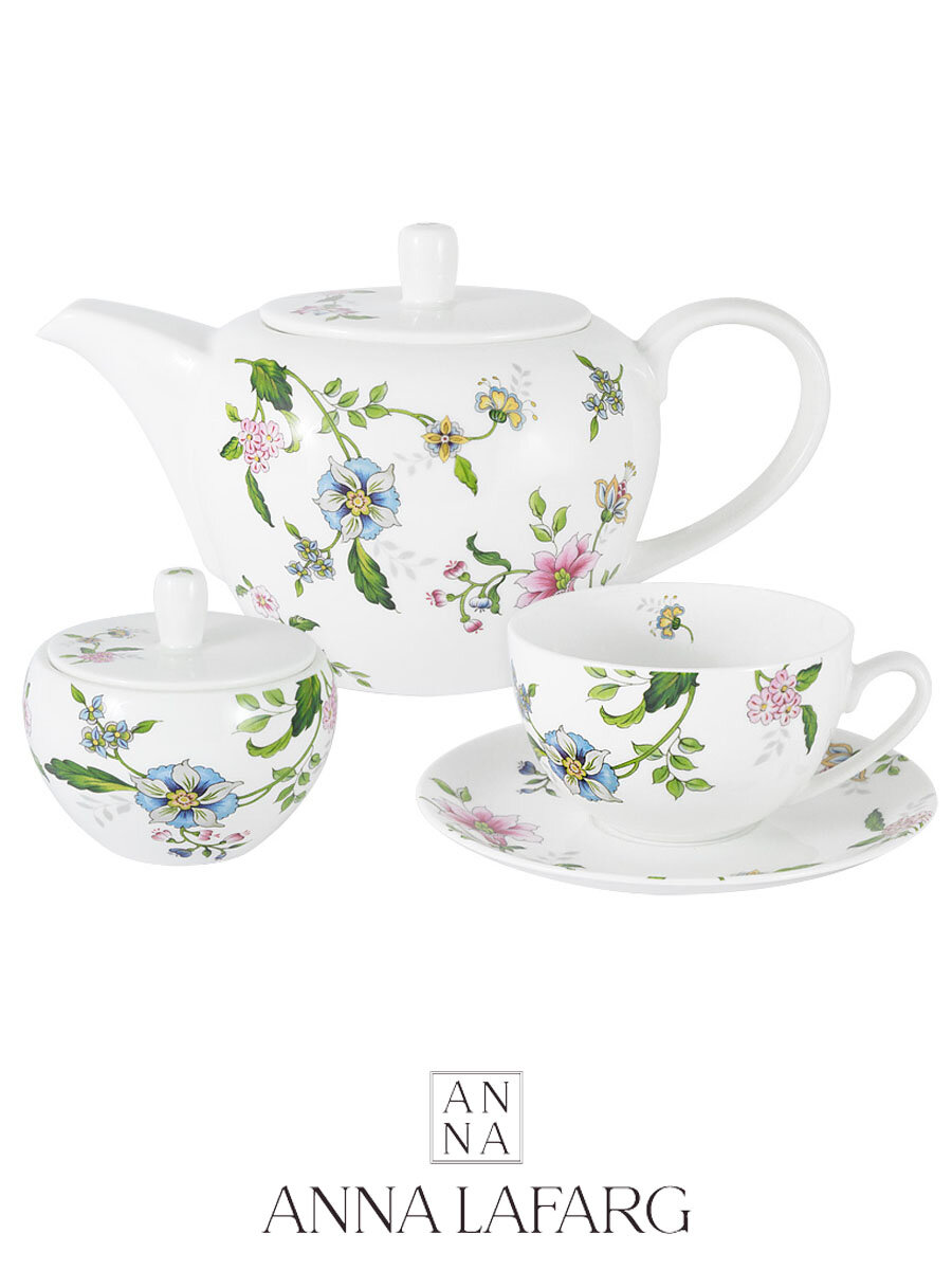 Чайный набор Anna lafarg Emily Provence, 14 предметов, 6 персон, костяной фарфор