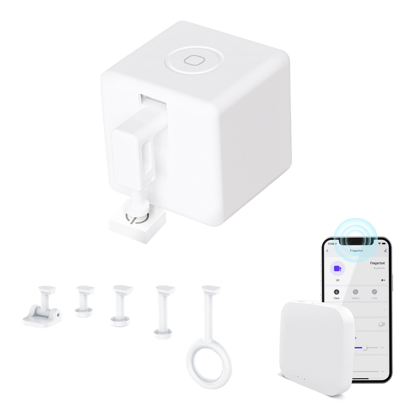 Умный робот-нажиматель кнопок Fingerbot, не требующий проводов, совместим с Alexa Home, Tuya BT Hub, пультом дистанционного управления, беспроводным выключателем света, таймером, голосовым автоматическим контроллером и шлюзом.
