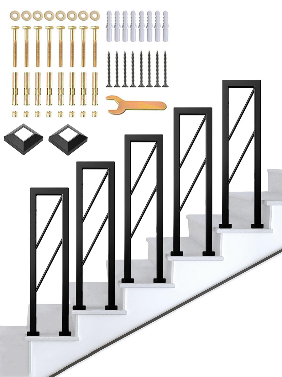 U-Перила для лестницы, для помещений, 85/90/95/100cm, металлические, Напольные Перила, мансарды, коридоры