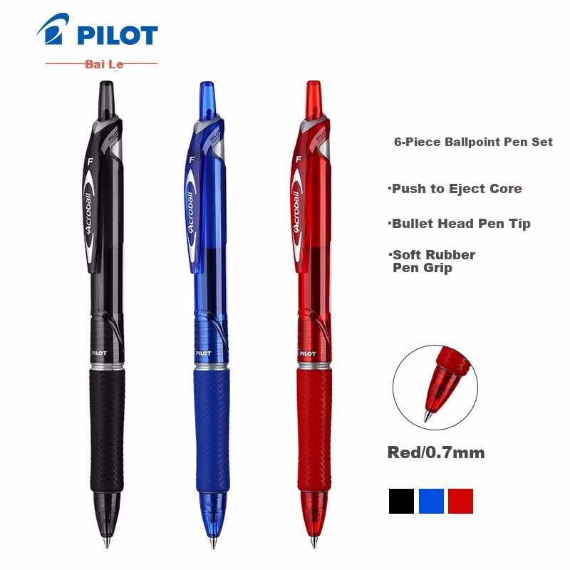PILOT Acroball Retractable Ballpoint Pen BPAB-15F 0.7mm Red 6-Pack