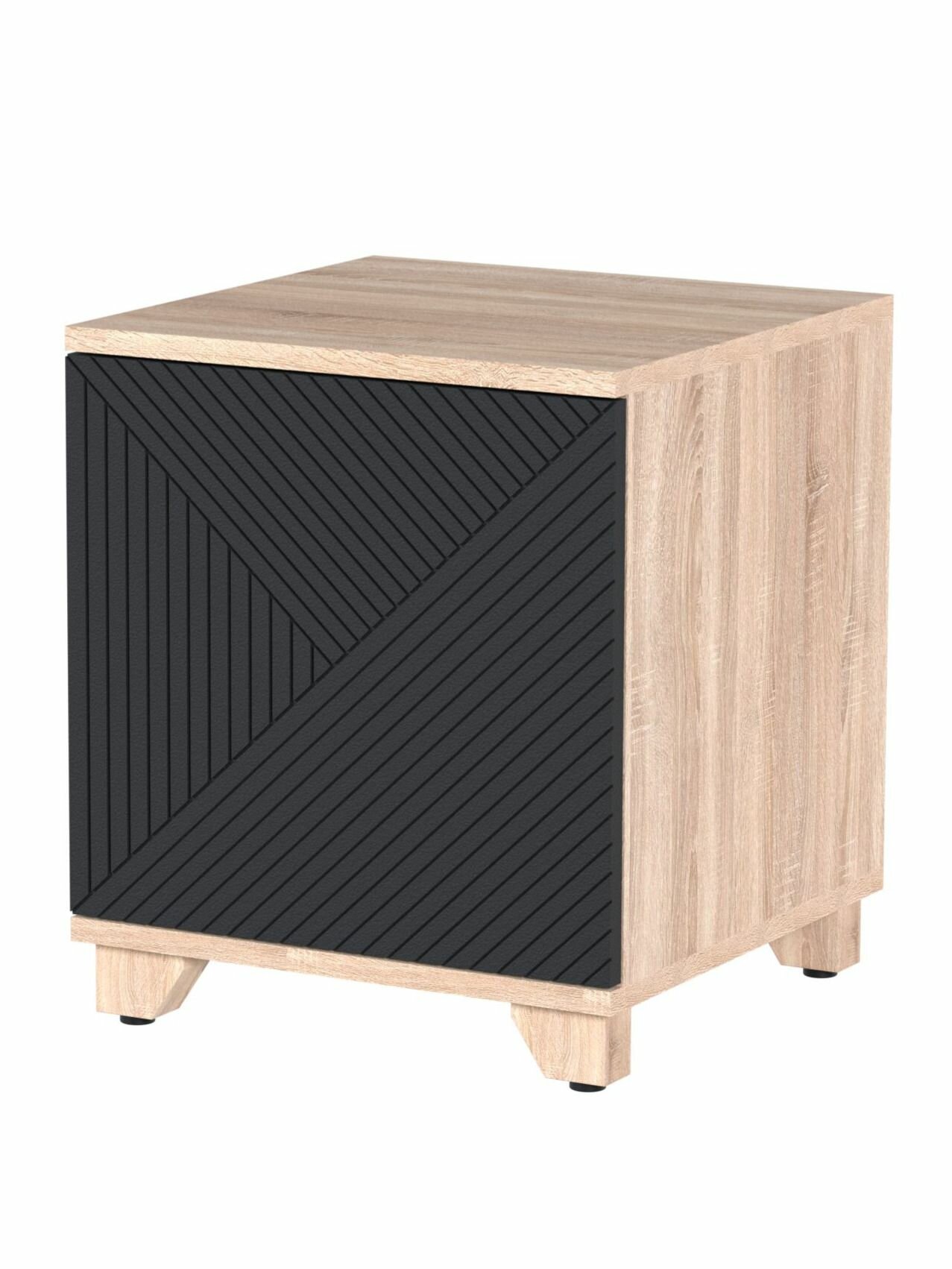 Тумба прикроватная Копенгаген со створкой Дуб Сонома / Черный матовый (12 Стульев)