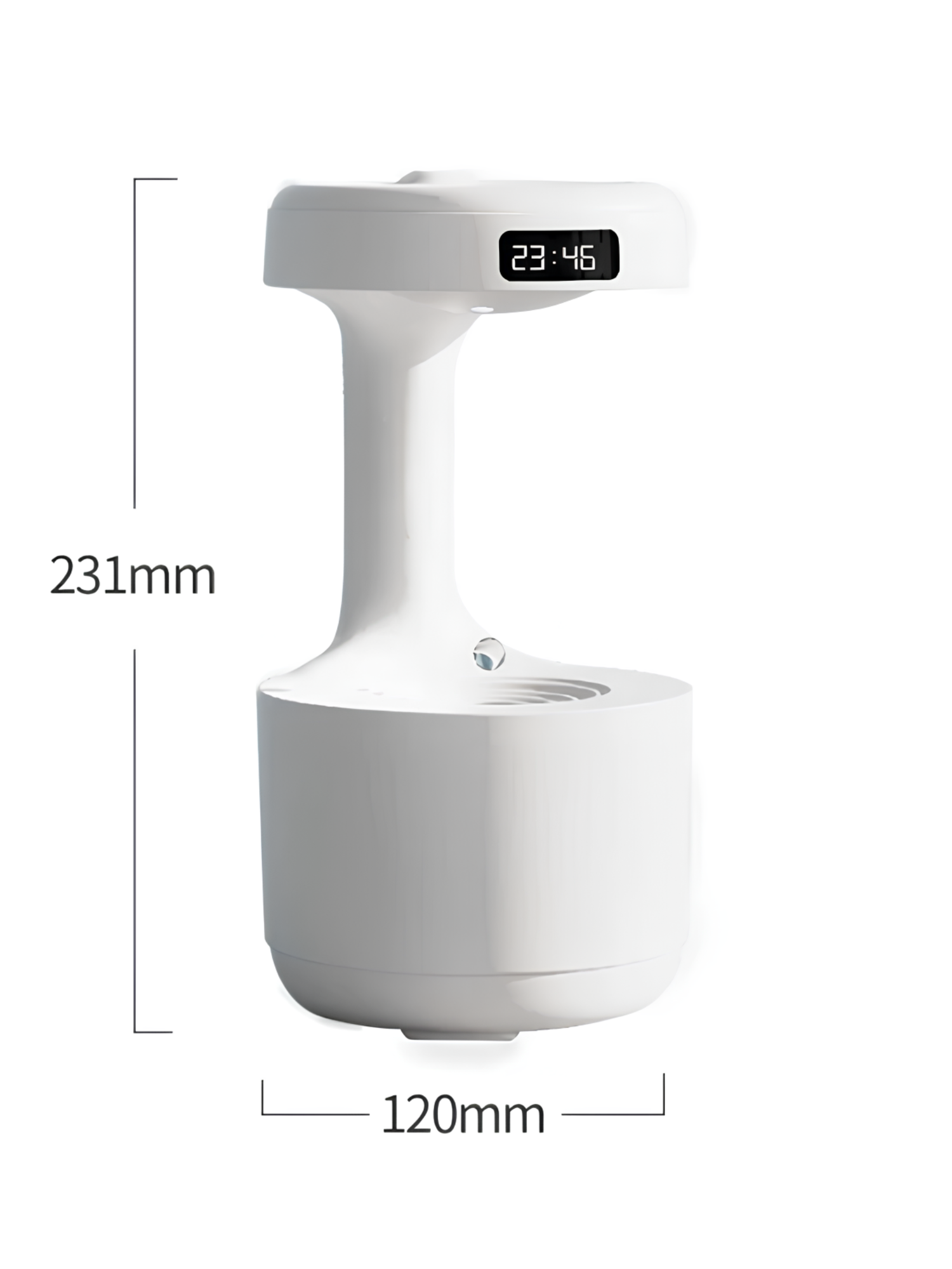 Увлажнитель воздуха фонтанчик с подсветкой Gravity Rain, LED-дисплей часы улучшает климат в комнате, белый