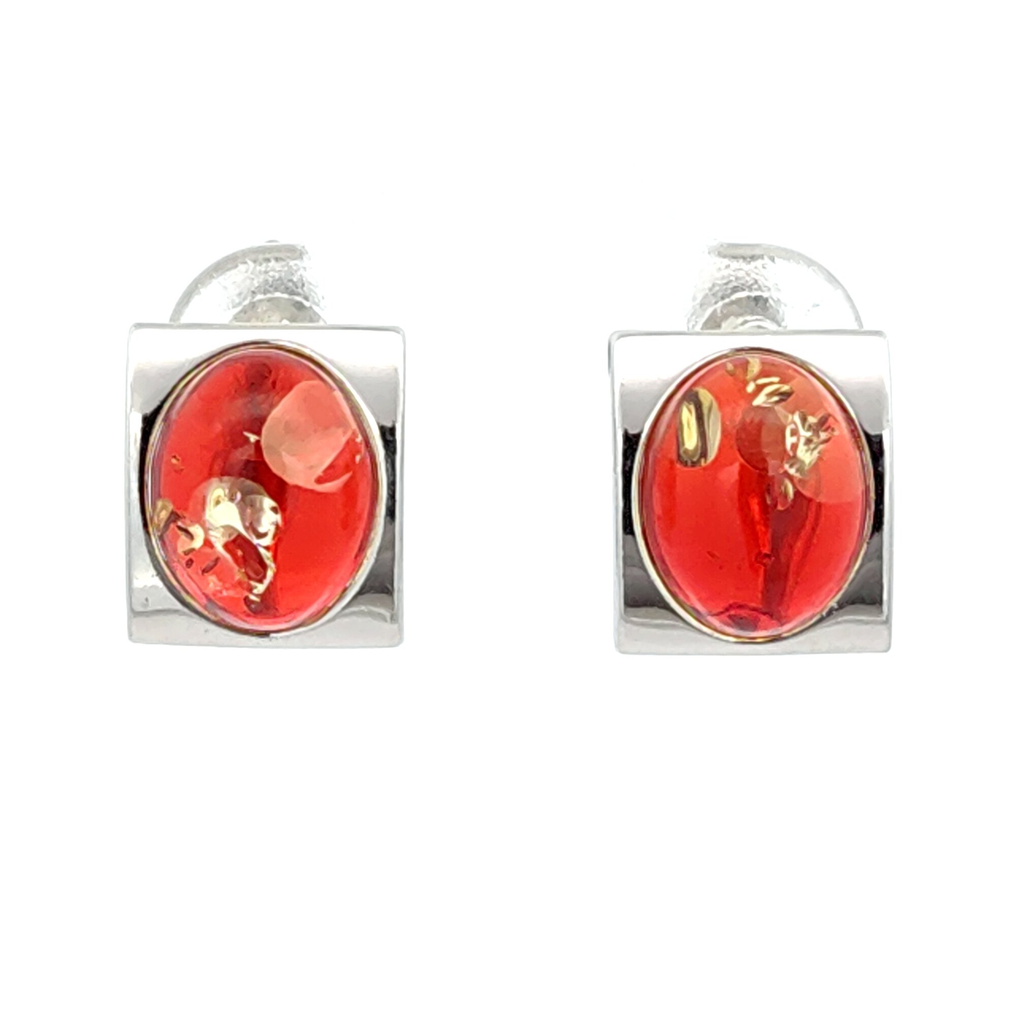 Серьги, серебро, 925 проба, родирование, янтарь