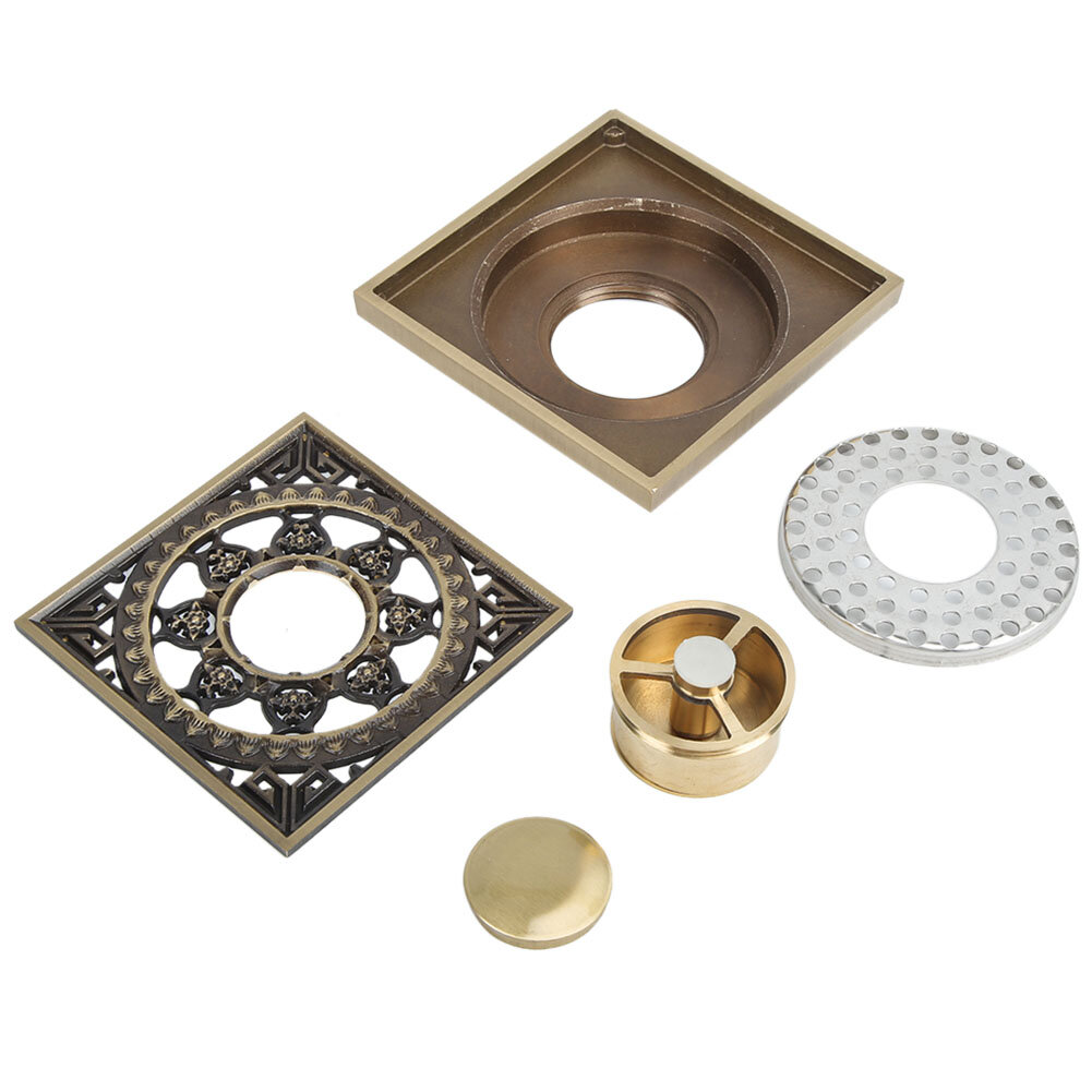 10x10 см твердый латунный позолоченный слив для душа, слив для пола, слив для отходов для ванной комнаты, кухни, балкона, декоративные сливы