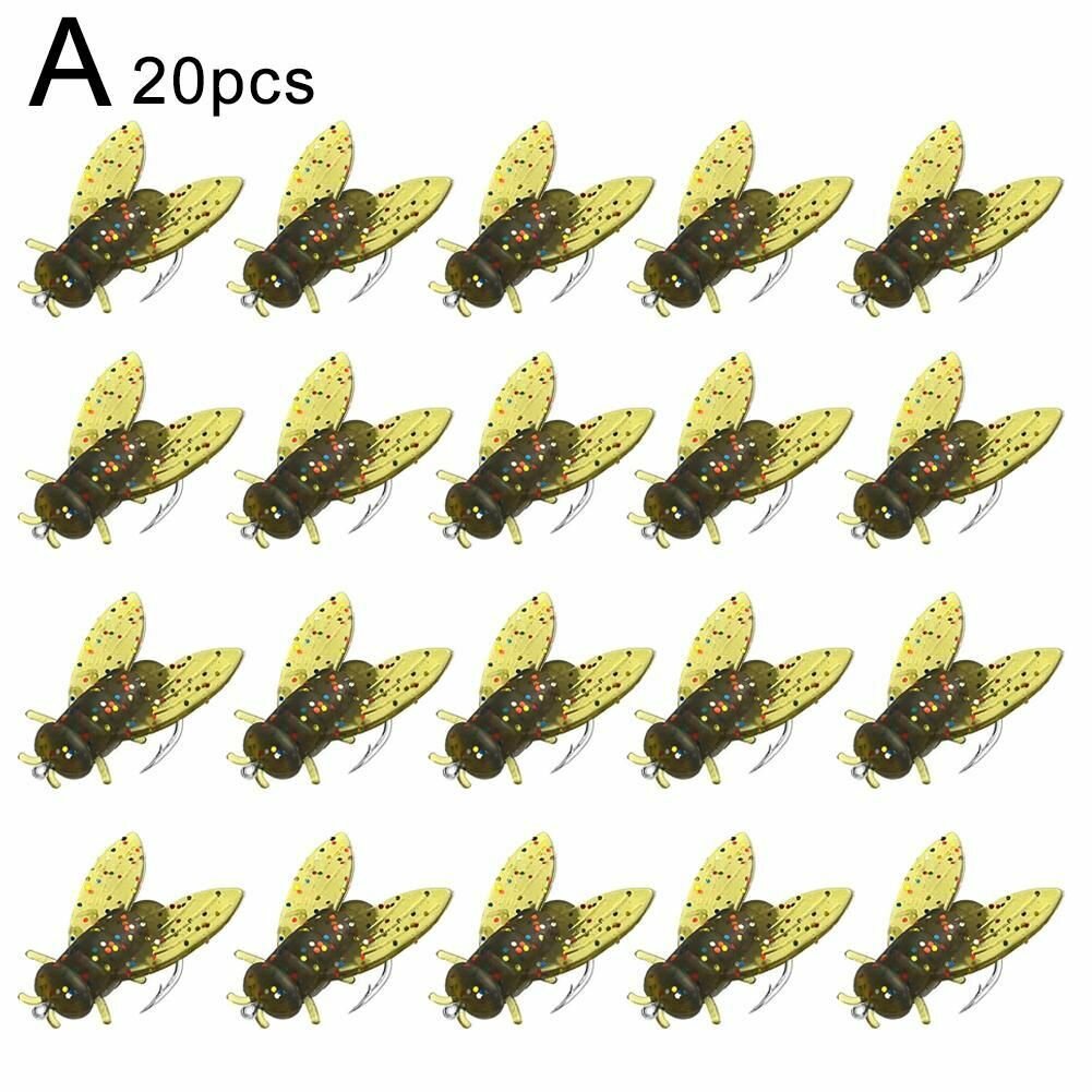 Набор мягких резиновых приманок для ловли нахлыстом с крючками зазубринами окуня, форели и лосося,