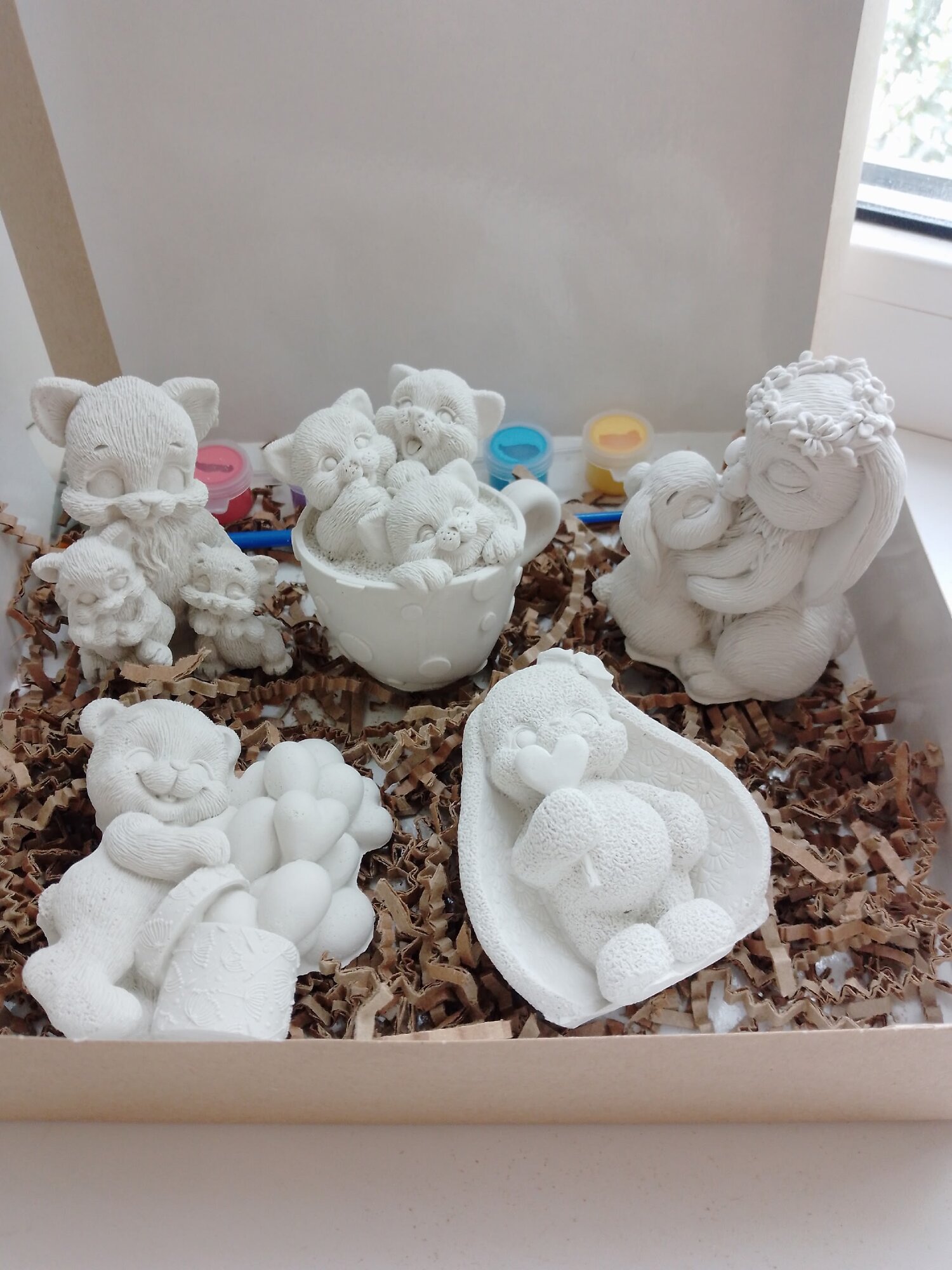 Набор 3D-раскраска "5 фигурок", с красками и кистью, в подарочной упаковке