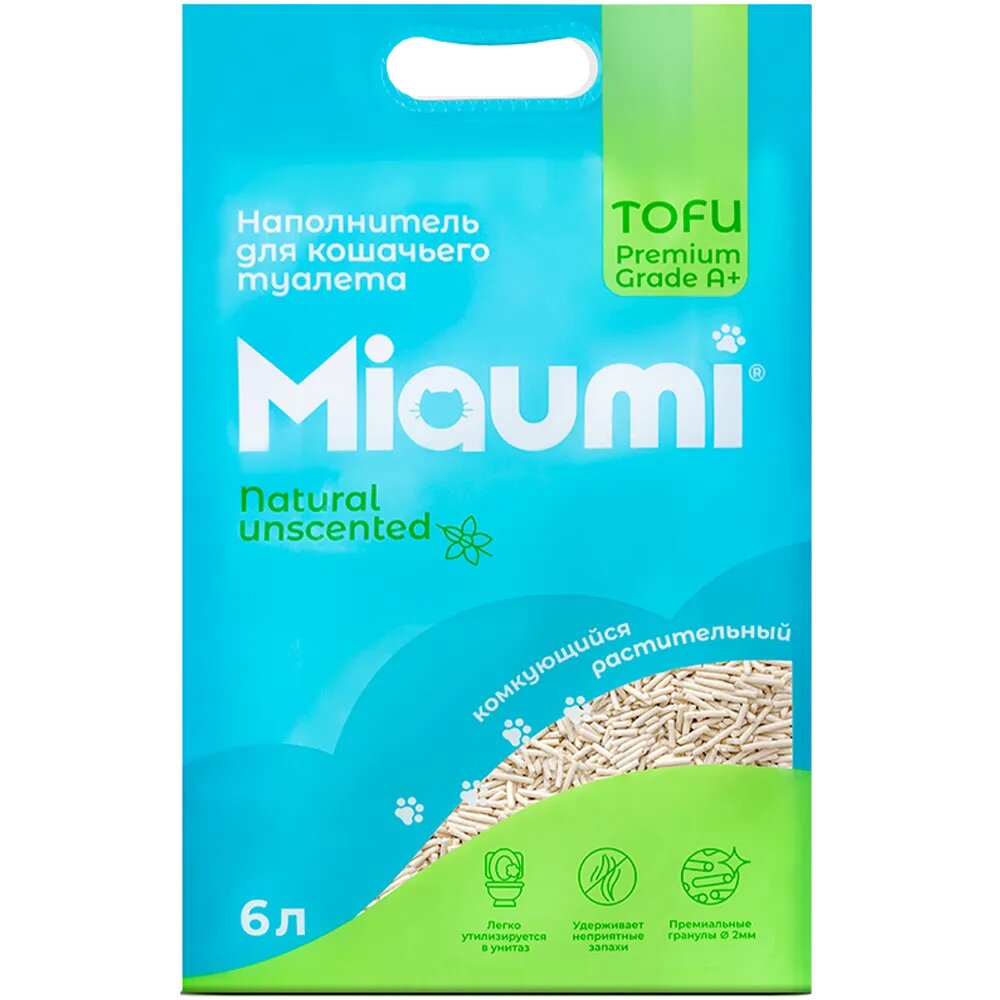 Miaumi Тофу комкующийся наполнитель для кошек без ароматизатора, 6л