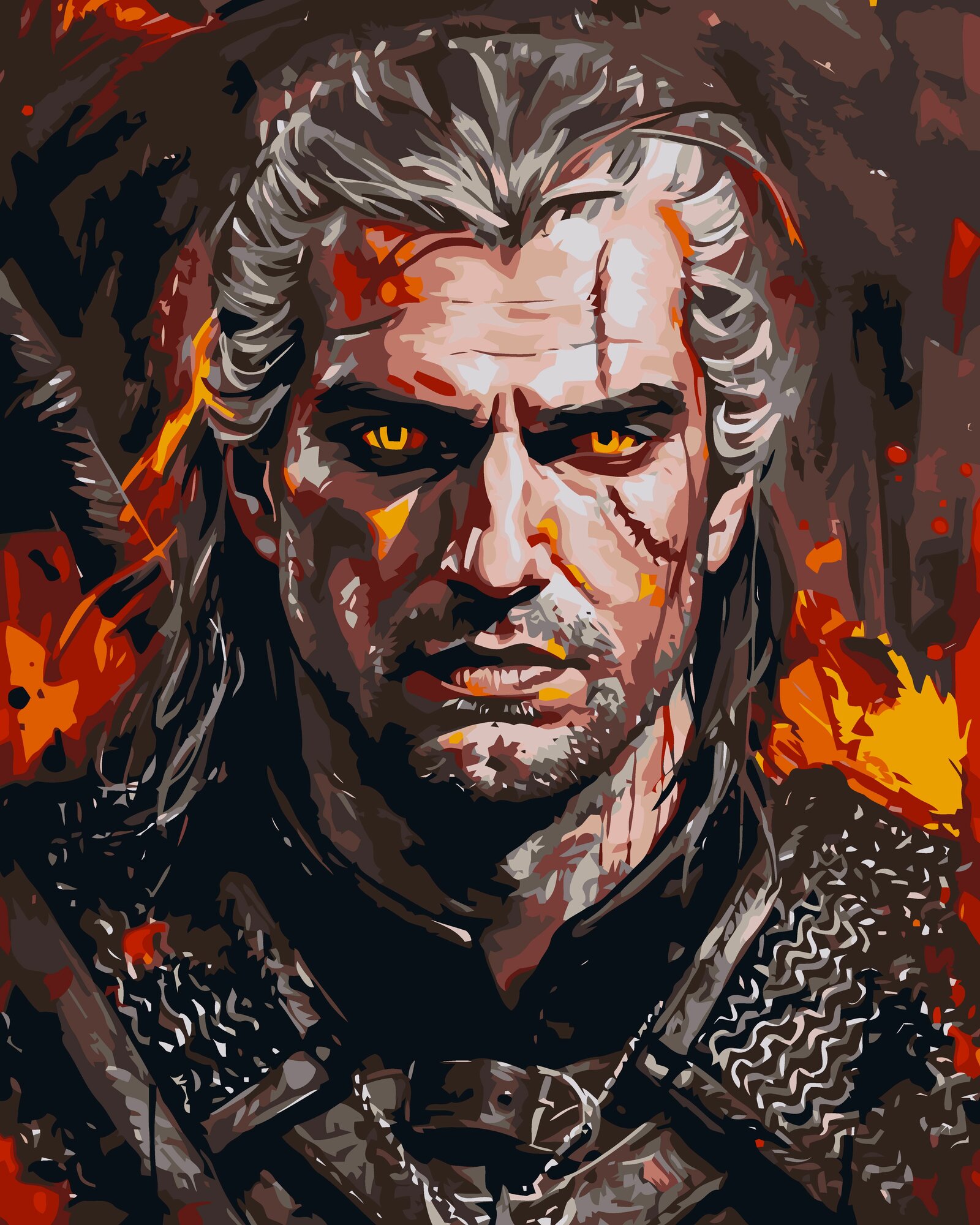 Картина по номерам Z-563 "Генри Кавилл - Геральт из Ривии. Сериал ведьмак" 40x50