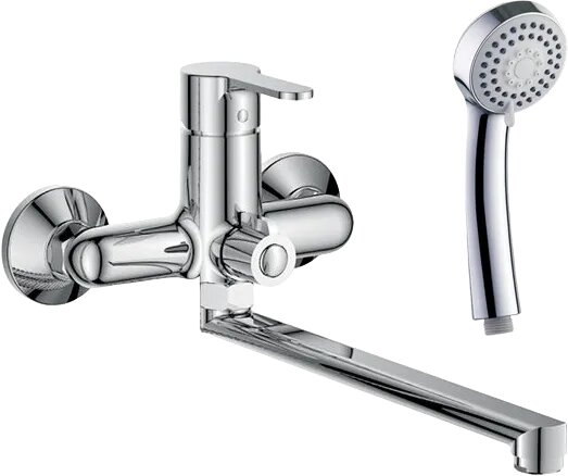 Смеситель с длинным изливом для ванны Ledeme L72203, сатин